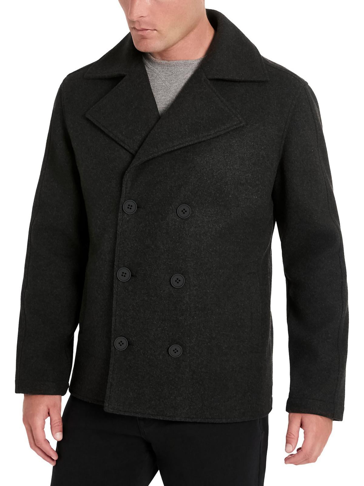 Kenneth Cole Mens 4-Way Stretch Vented Pea Coat - Walmart.com
