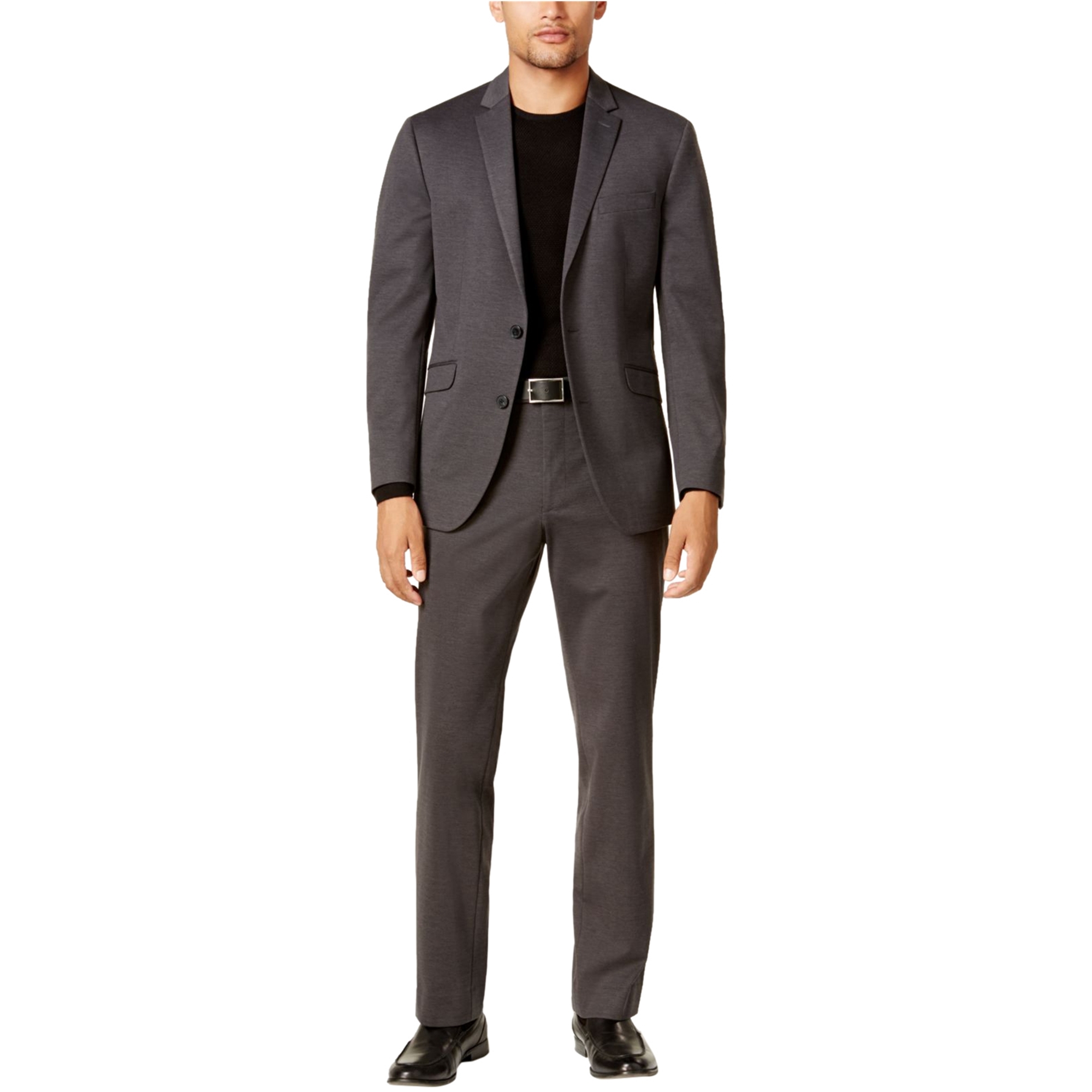 Kenneth Cole Mens Knit Techni-Cole Two Button Blazer Jacket, Grey, 40 ...