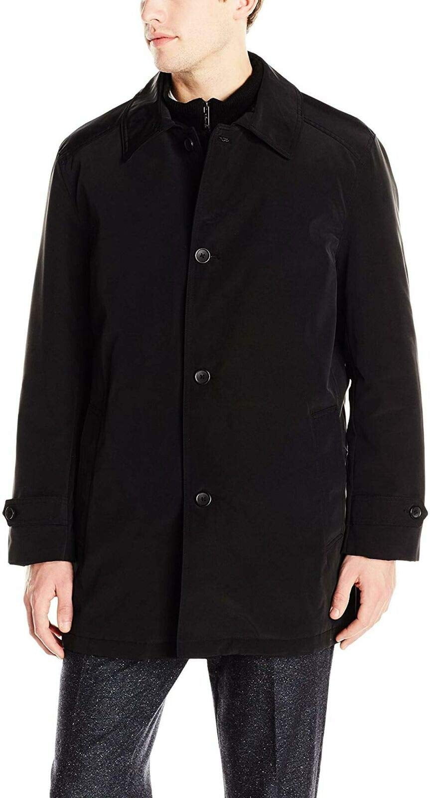 Kenneth Cole New York Men's 34 Inch Raven Raincoat with Sewn In Knit ...