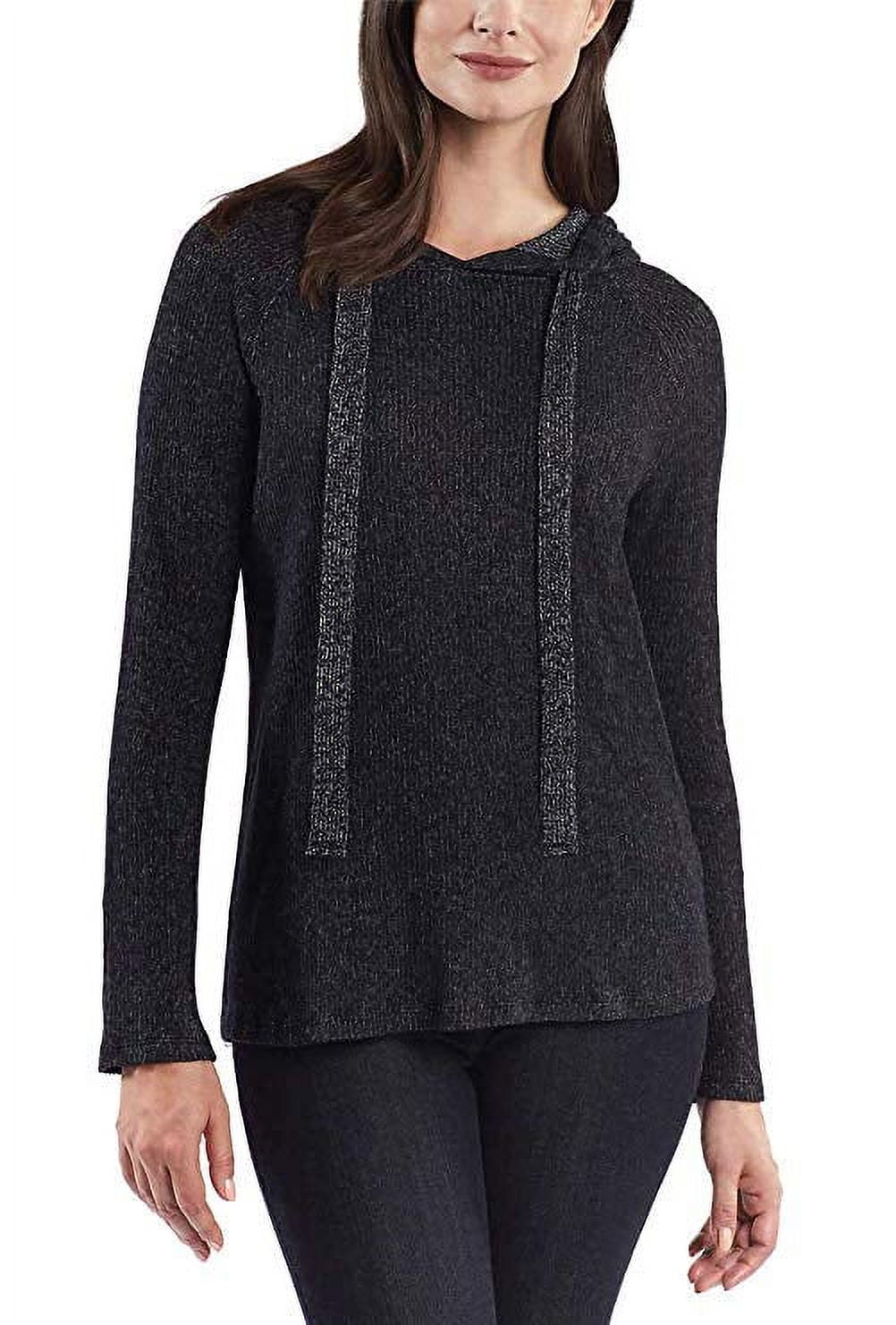 Kenneth Cole New York Women's Hooded Pull Over Tunic Sweater, Black ...