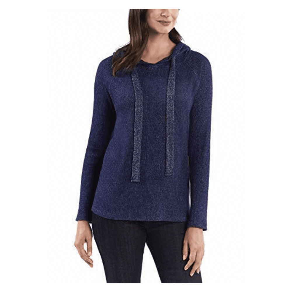 Kenneth Cole New York Women's Hooded Pull Over Tunic Sweater, Navy ...