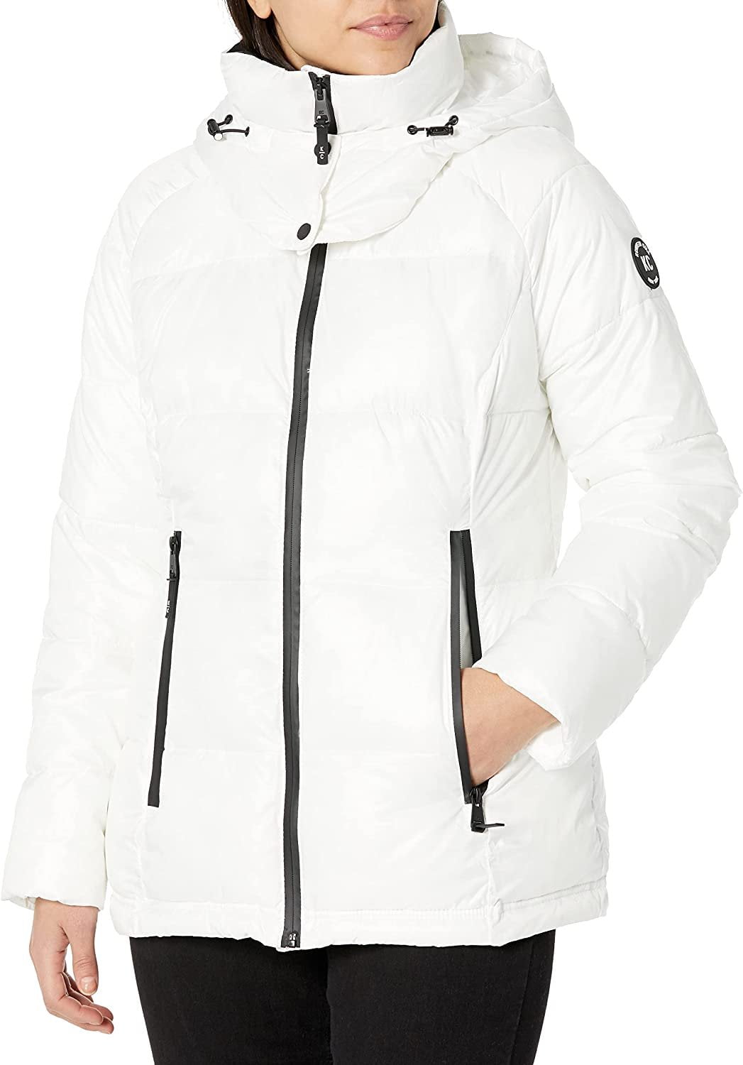 Kenneth Cole New York Women's Horizontal Zip Puffer, White, XXS ...