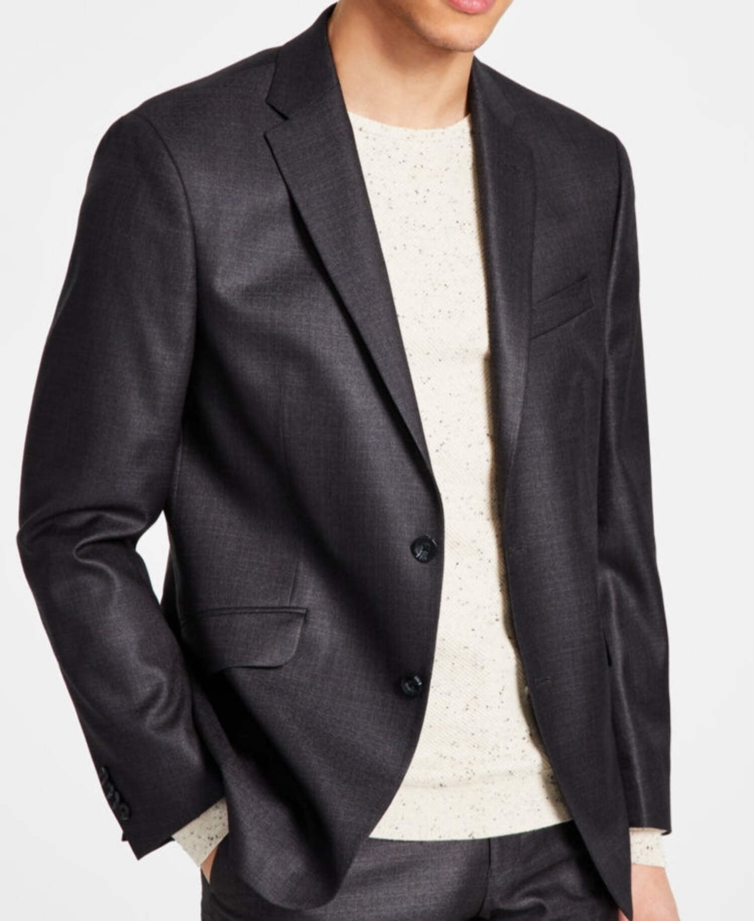 Kenneth Cole Mens Slim fit Suit Jacket Blazer 44 R Dark Grey Solid ...