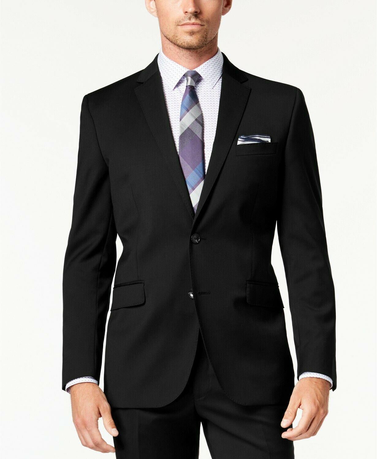 Kenneth Cole Slim-Fit Stretch Performance Travel Suit Jacket 48L Black ...