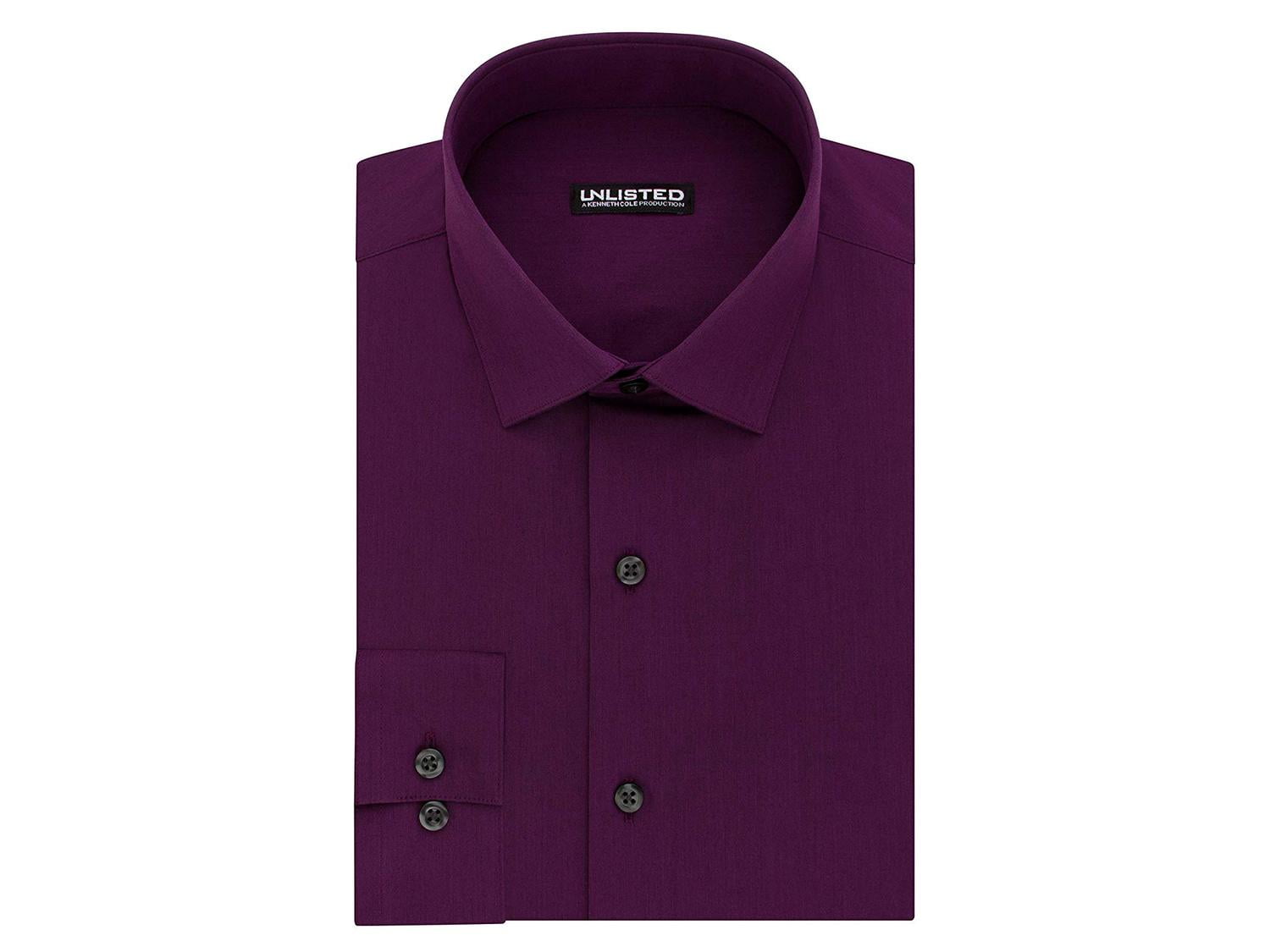 Kenneth Cole Unlisted Men's Dress Shirt Slim Fit Solid , , Raspberry ...