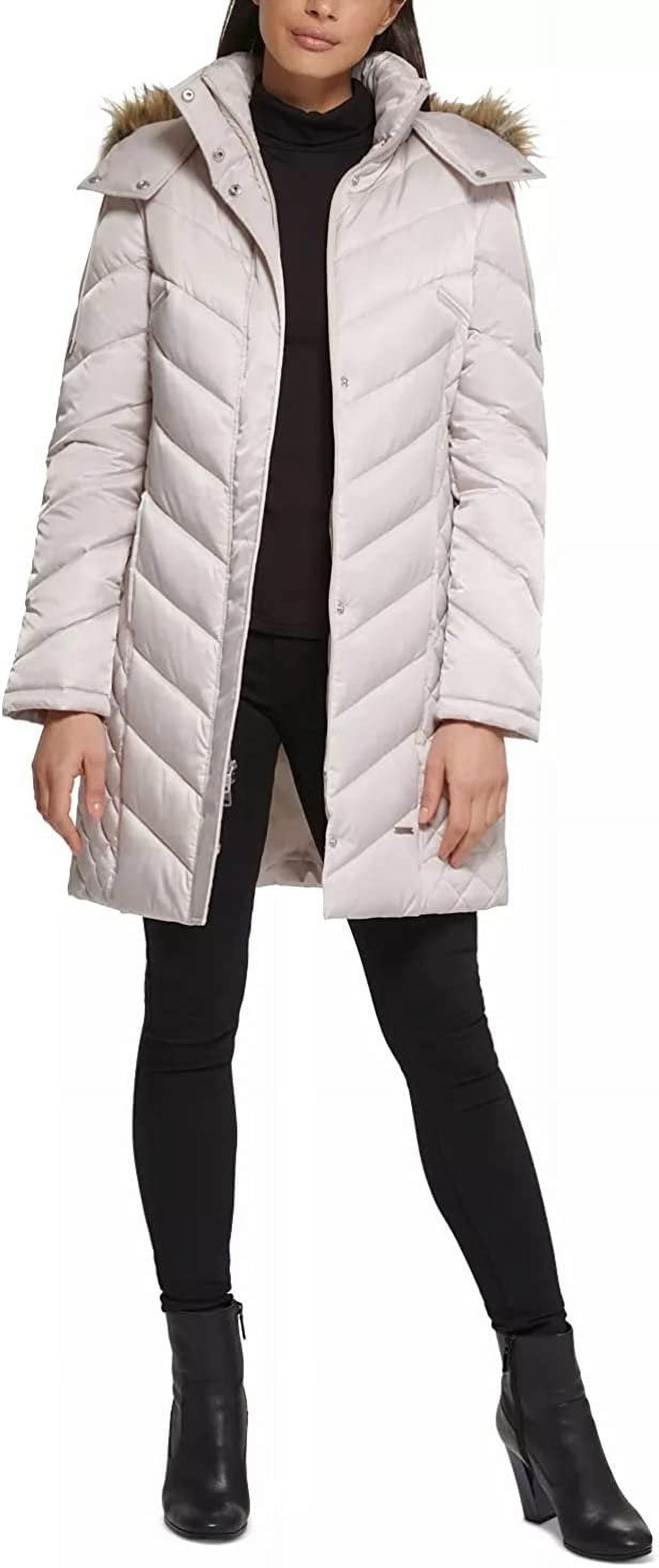Kenneth Cole Women's 17QMP124 Quilted Chevron Puffer Jacket - Birch- M ...