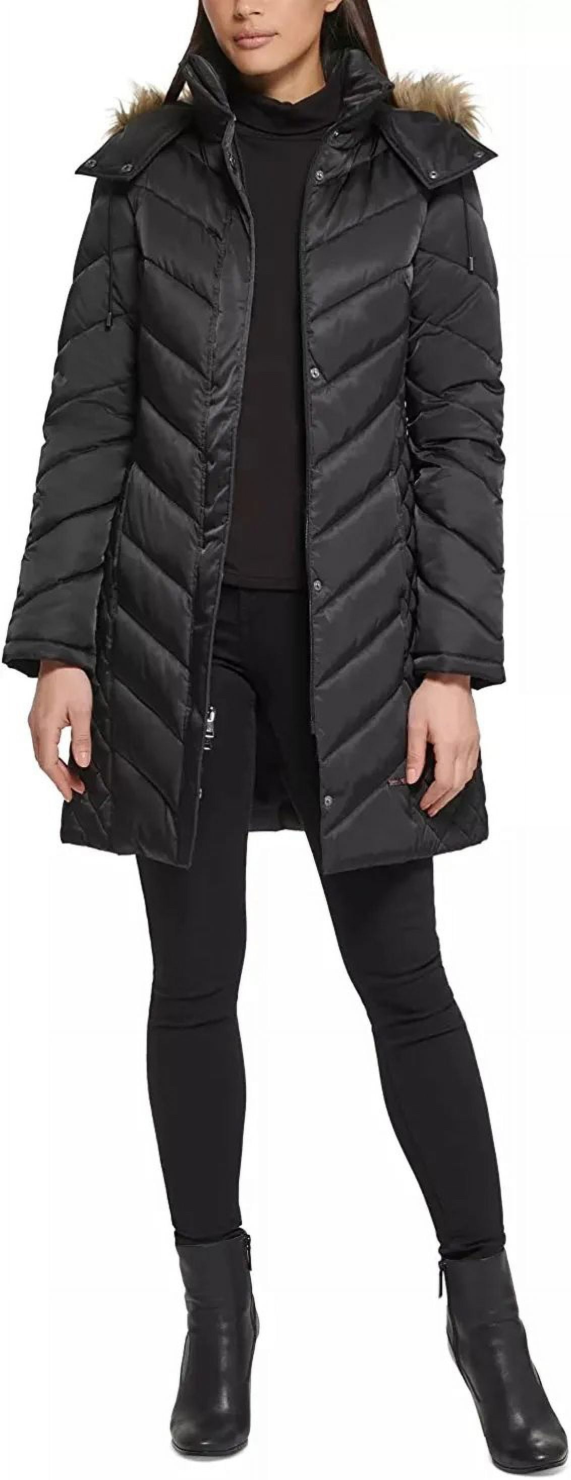 Kenneth Cole Women's 17QMP124 Quilted Chevron Puffer Jacket - Black ...
