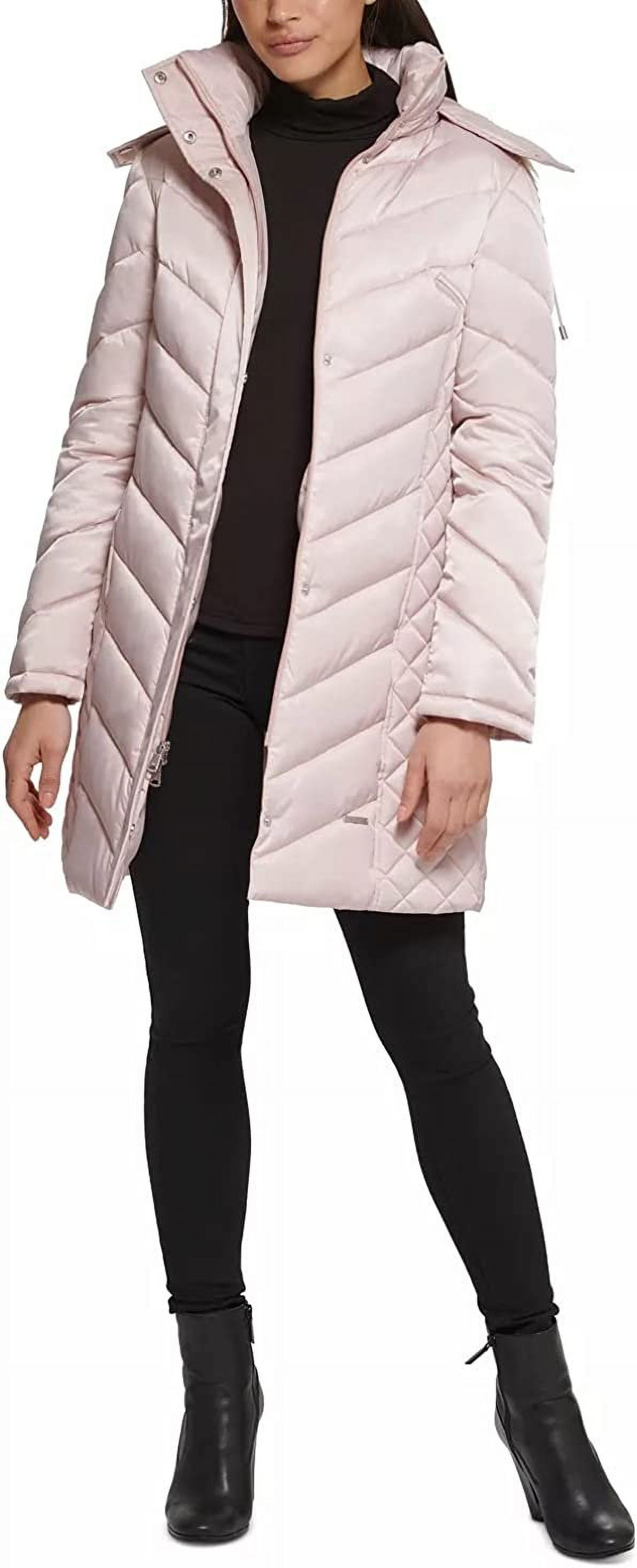 Kenneth Cole Women's 17QMP124 Quilted Chevron Puffer Jacket - Rose Dust ...
