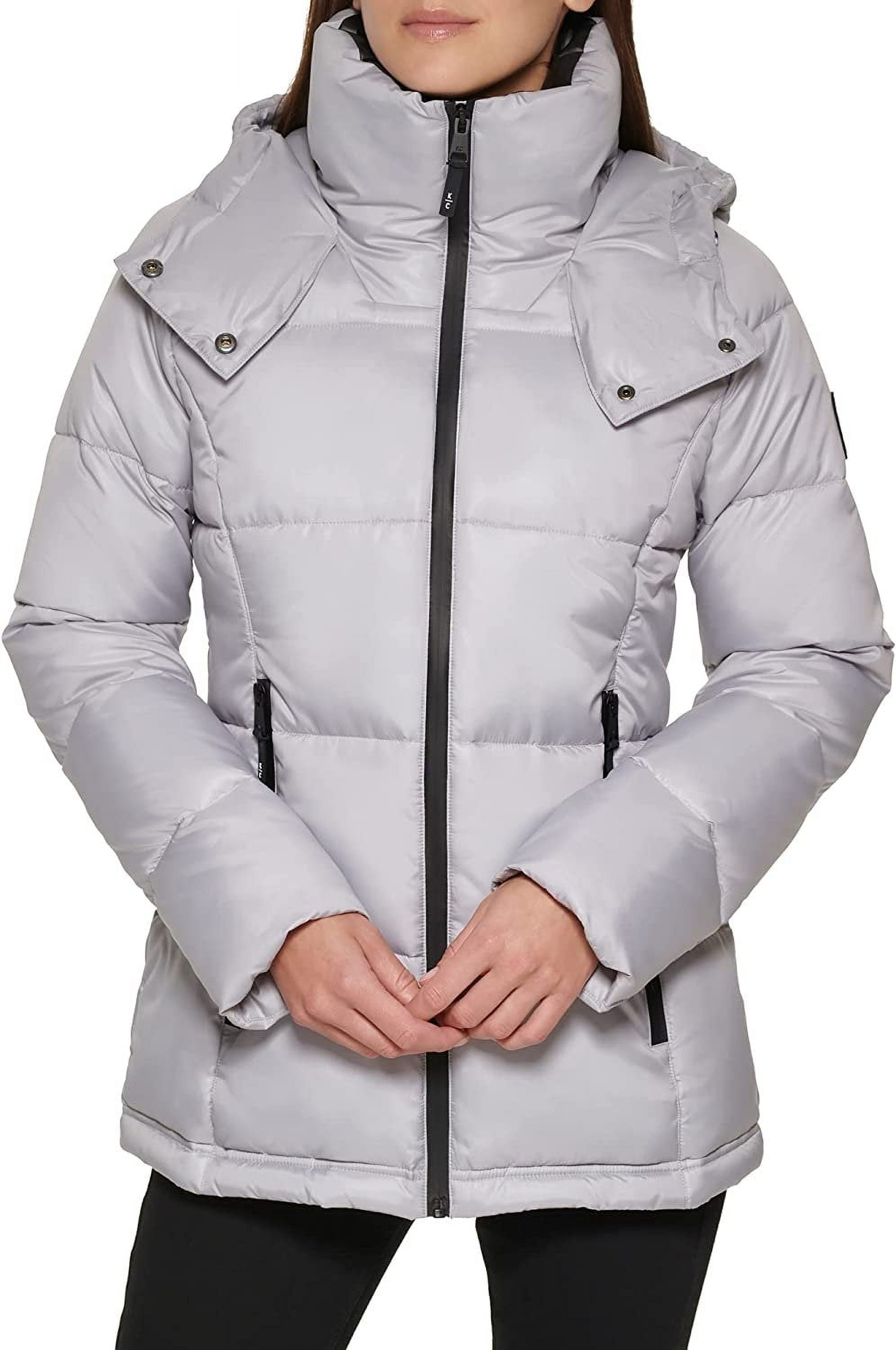 Kenneth Cole Women's Horizontal Zip Puffer, Silver, X-Small - Walmart.com