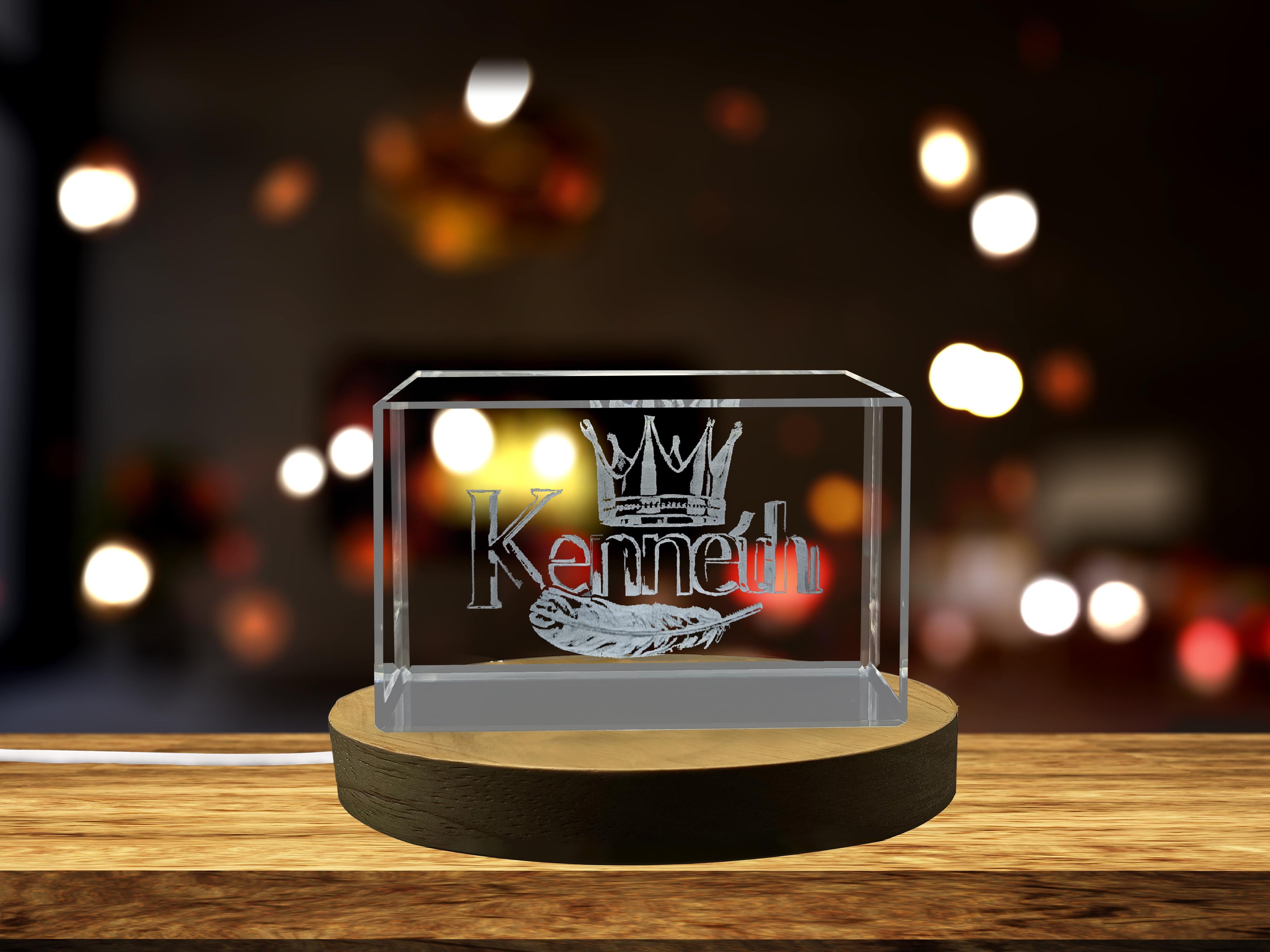 Kenneth| Names Art 3D Engraved Crystal - Walmart.com