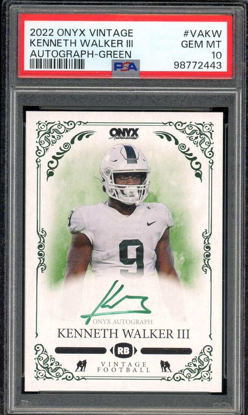 Kenneth Walker Rookie 2022 Onyx Vintage Autograph Green (pop 1) #VAKW ...