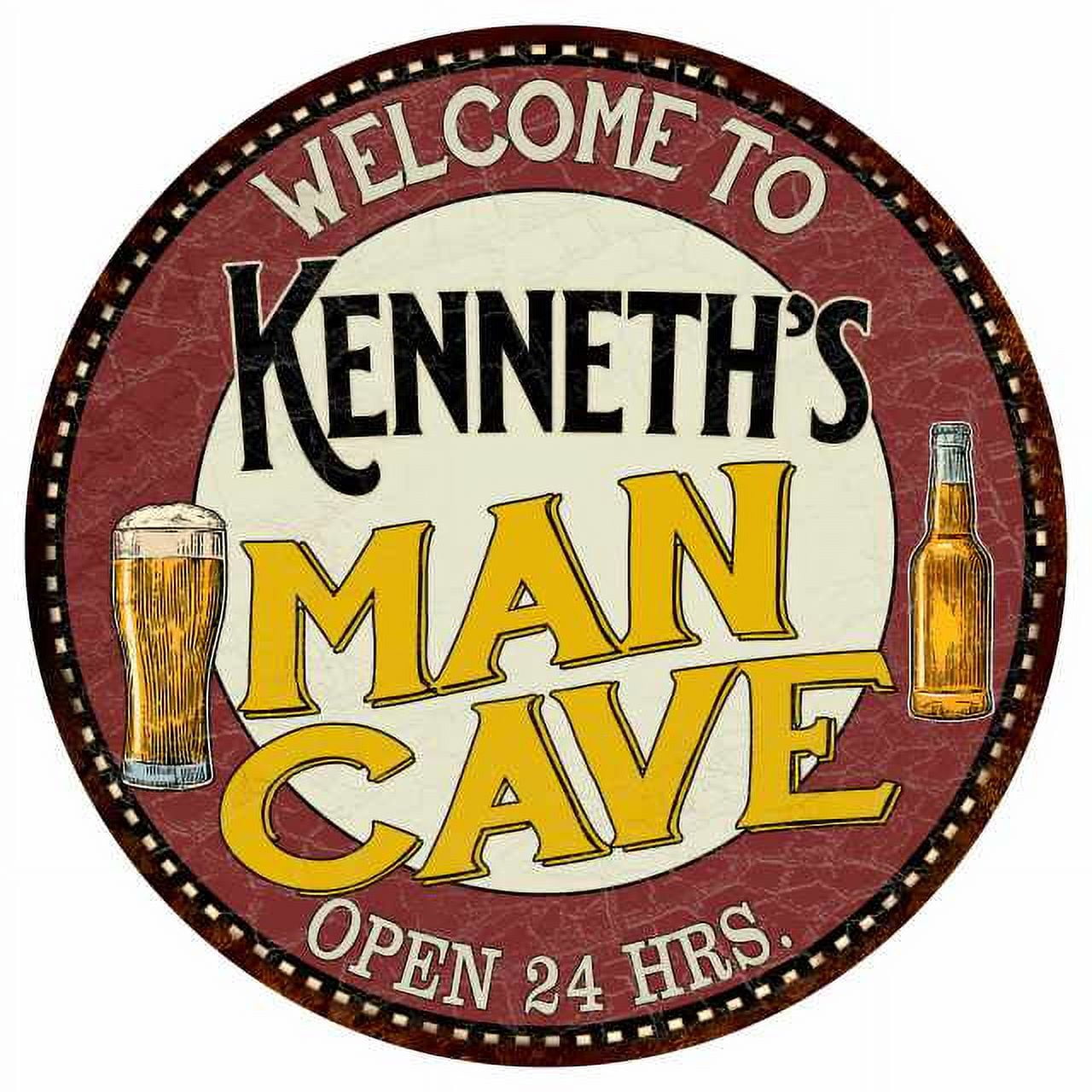 Kenneth's Man Cave 14" Round Metal Sign Kitchen Bar Wall Decor ...
