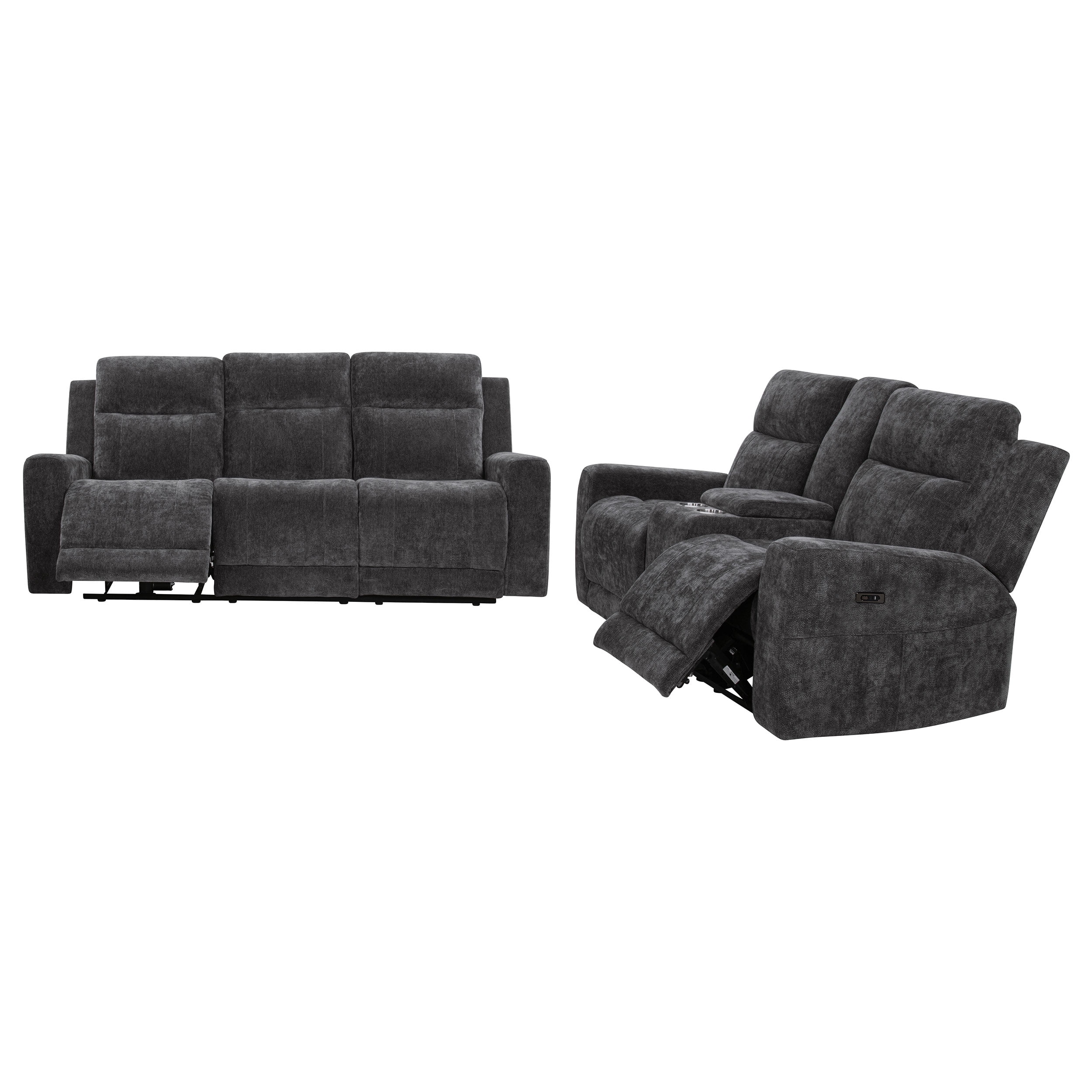 Kennett 2-piece Chenille Power Reclining Sofa Set Dark Grey - Walmart.com