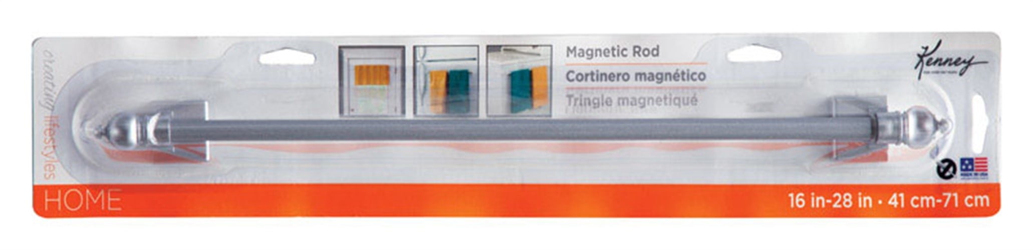 Kenney Adjustable 16-28" Satin Silver Petite Magnetic Cafe Rod for ...