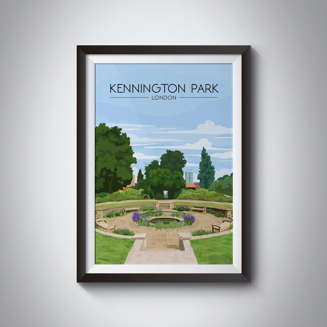 Kennington Park Poster, London Travel Print, South London, Flower ...