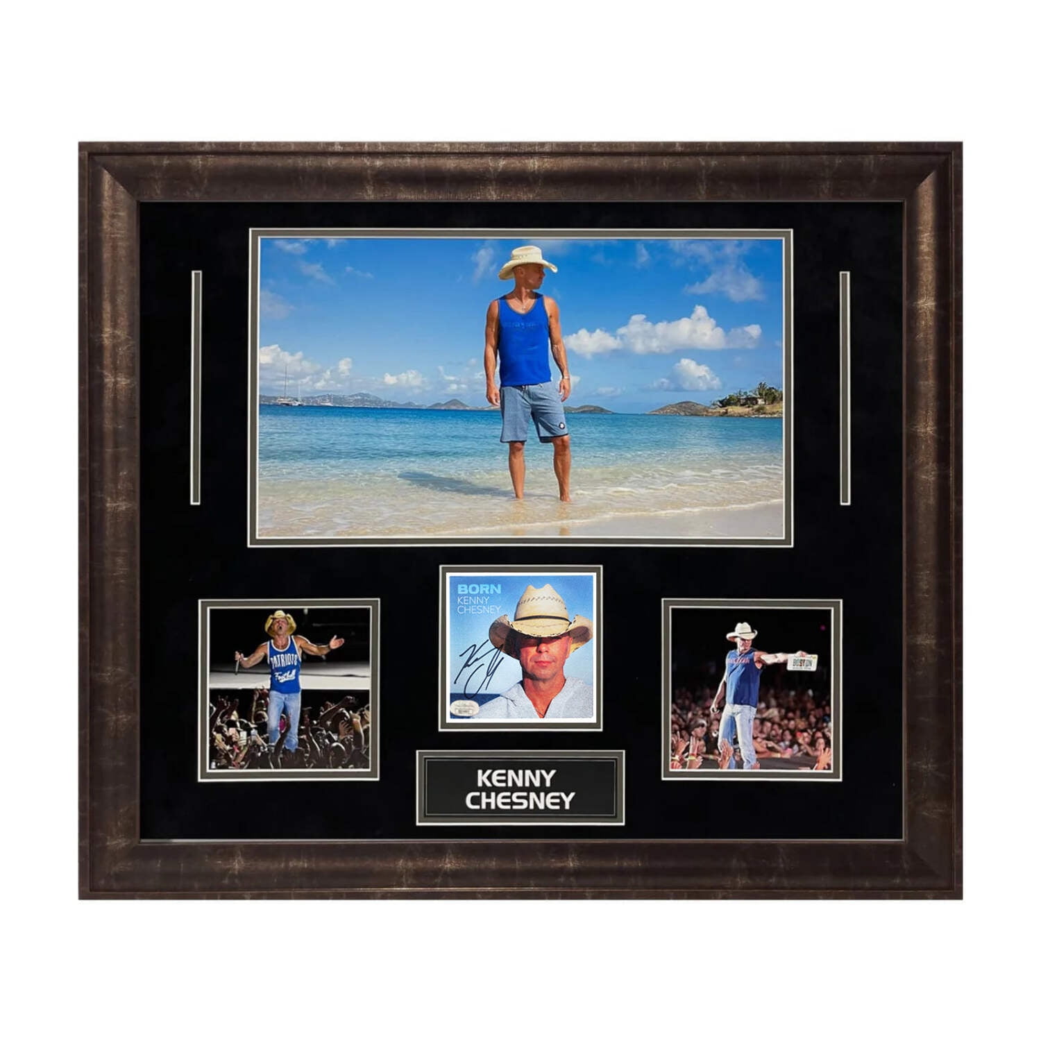 Kenny Chesney Autograph "Here And Now Deluxe" CD Cover Collage Framed ...