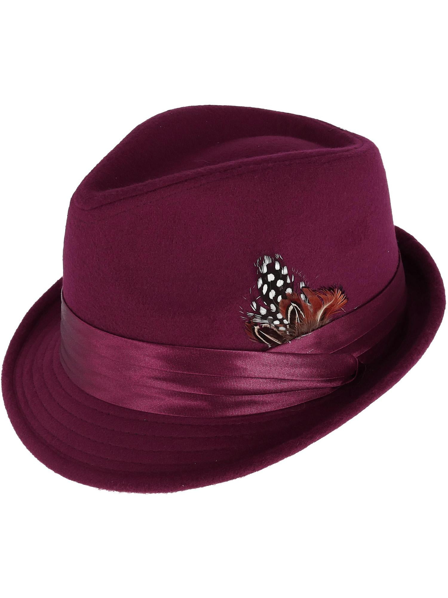 Kenny K Dressy Faux Felt Fedora with Feather (Men) - Walmart.com