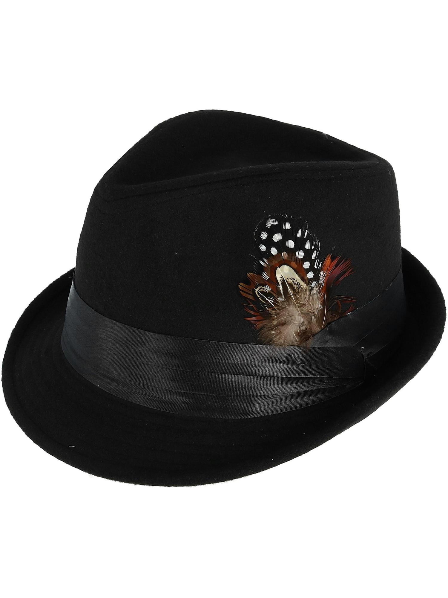 Kenny K Dressy Faux Felt Fedora with Feather (Men) - Walmart.com