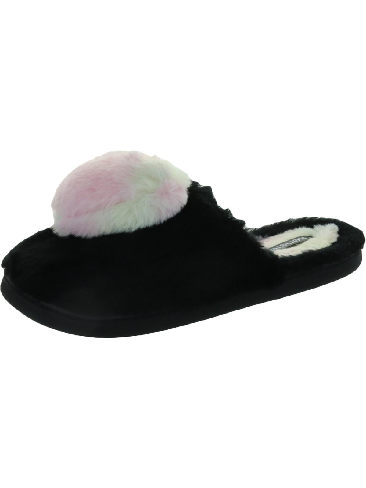 Kensie Fashion Faux Fur Slide Home Slippers, Black Multi (Women's ...