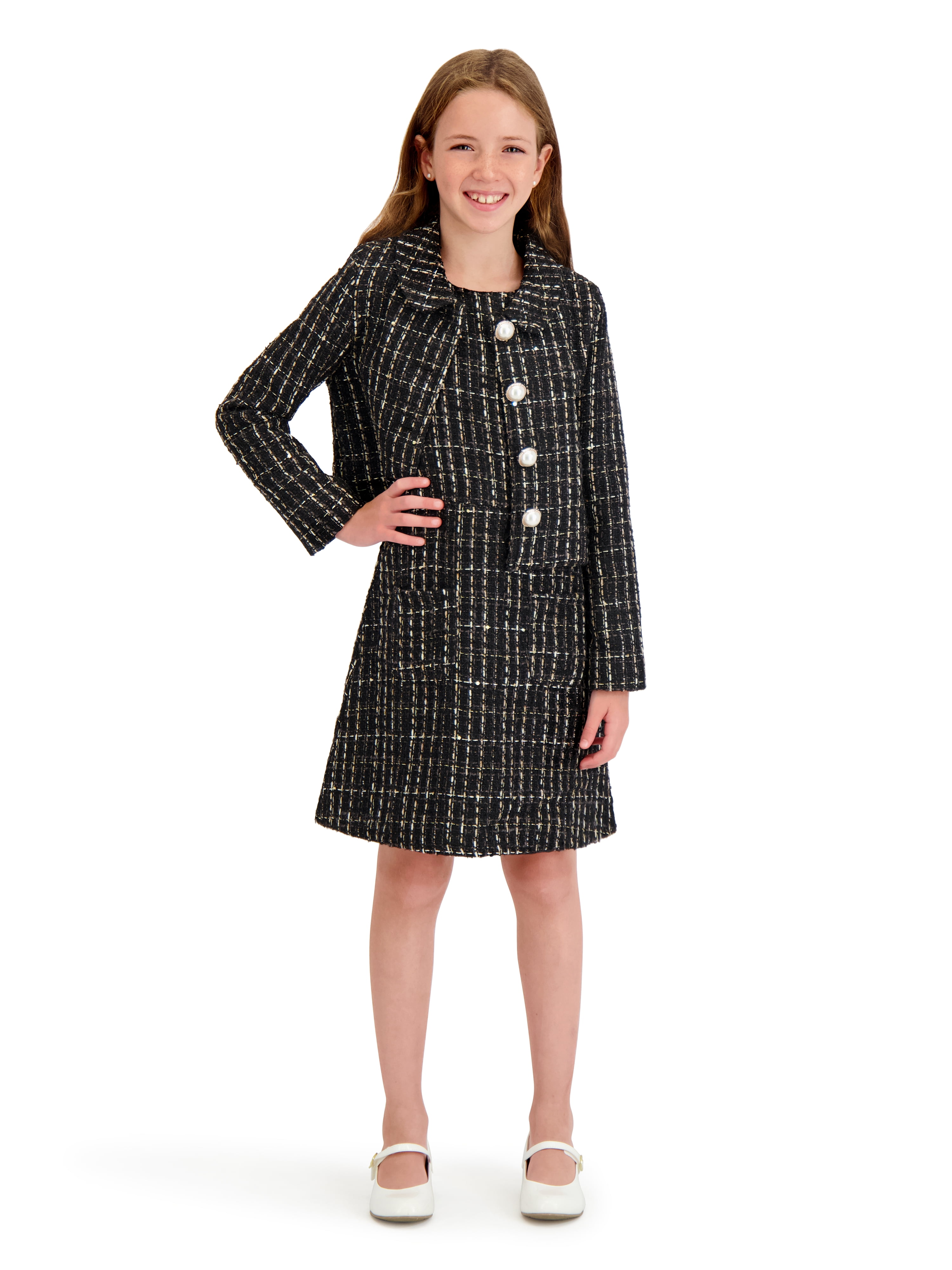 Kensie Girl Sleeveless Boucle Dress and Jacket, Sizes 4-16 - Walmart.com