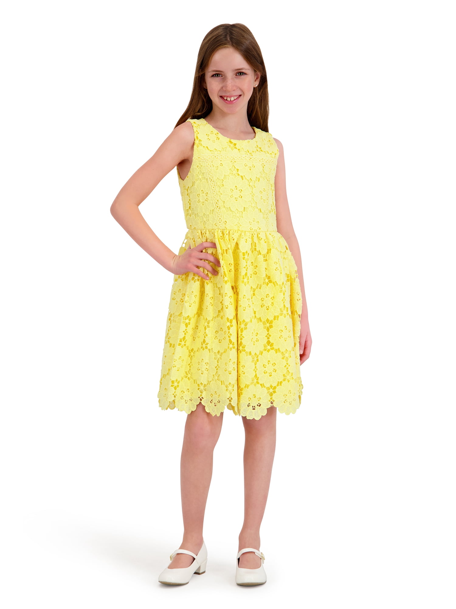 Kensie Girl Sleeveless Lace Fit and Flare Dress, Sizes 4-16 - Walmart.com