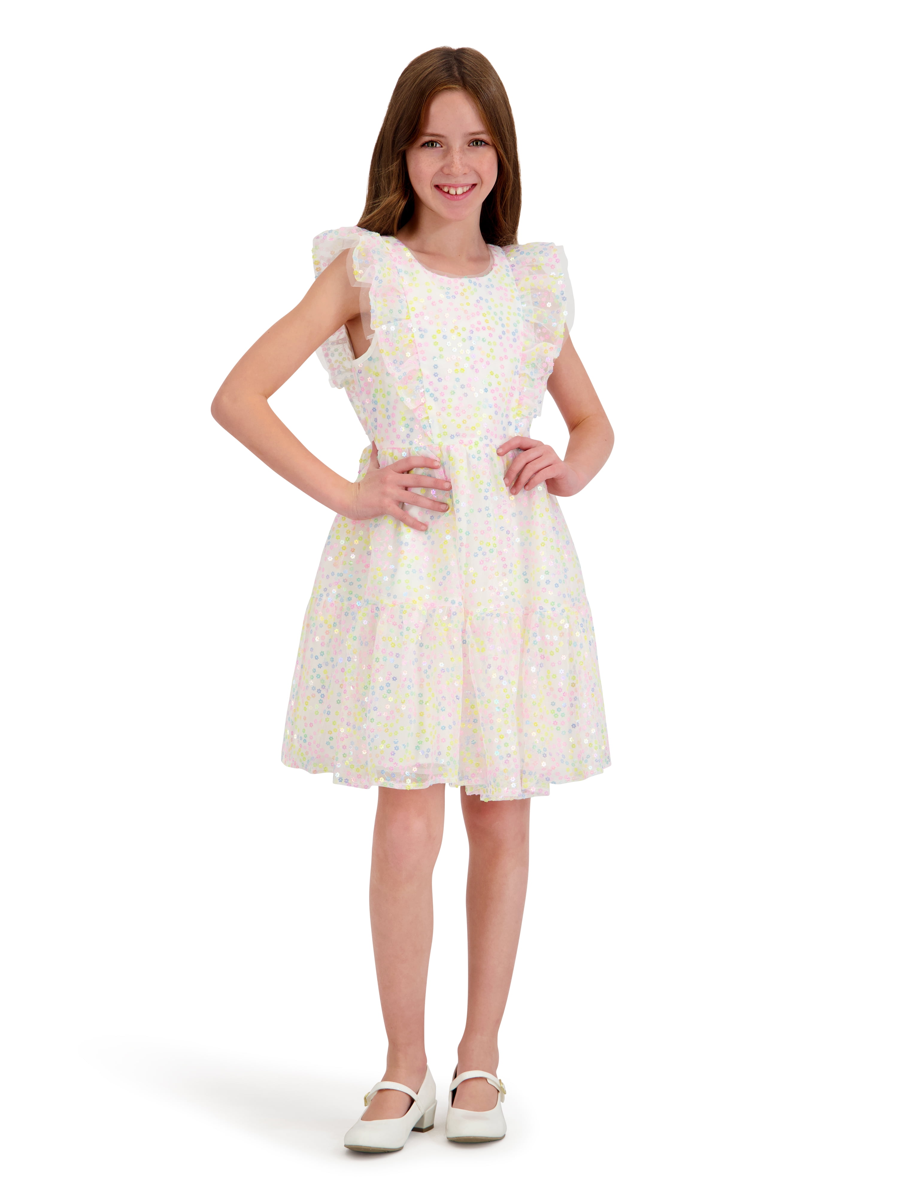 Kensie Girl Sleeveless Sequin Dress with Ruffles, Sizes 4-16 - Walmart.com
