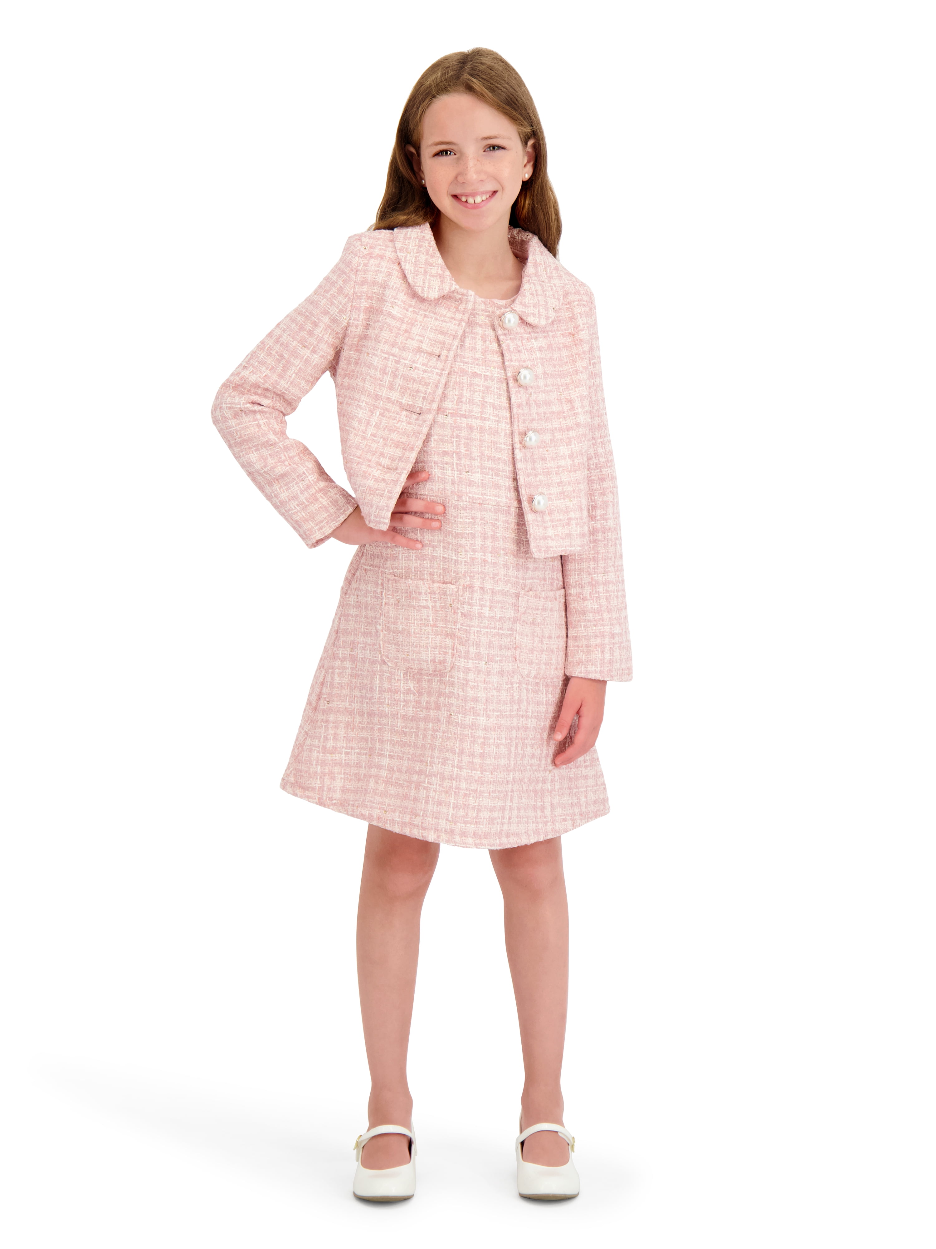Kensie Girl Sleeveless Boucle Dress and Jacket, Sizes 4-16 - Walmart.com