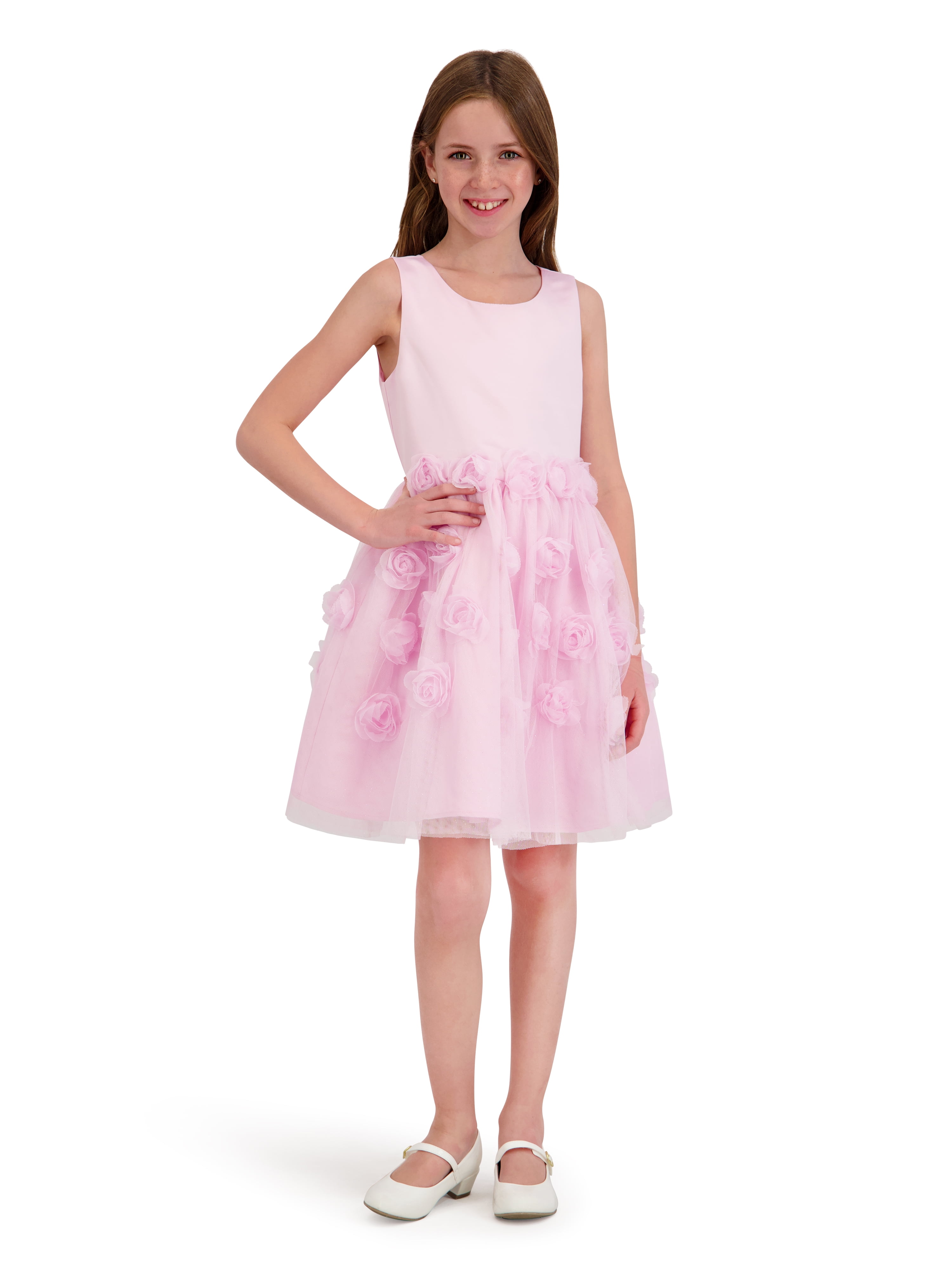 Kensie Girl Sleeveless Party Dress with Rosettes and Pearls, Sizes 4-16 ...