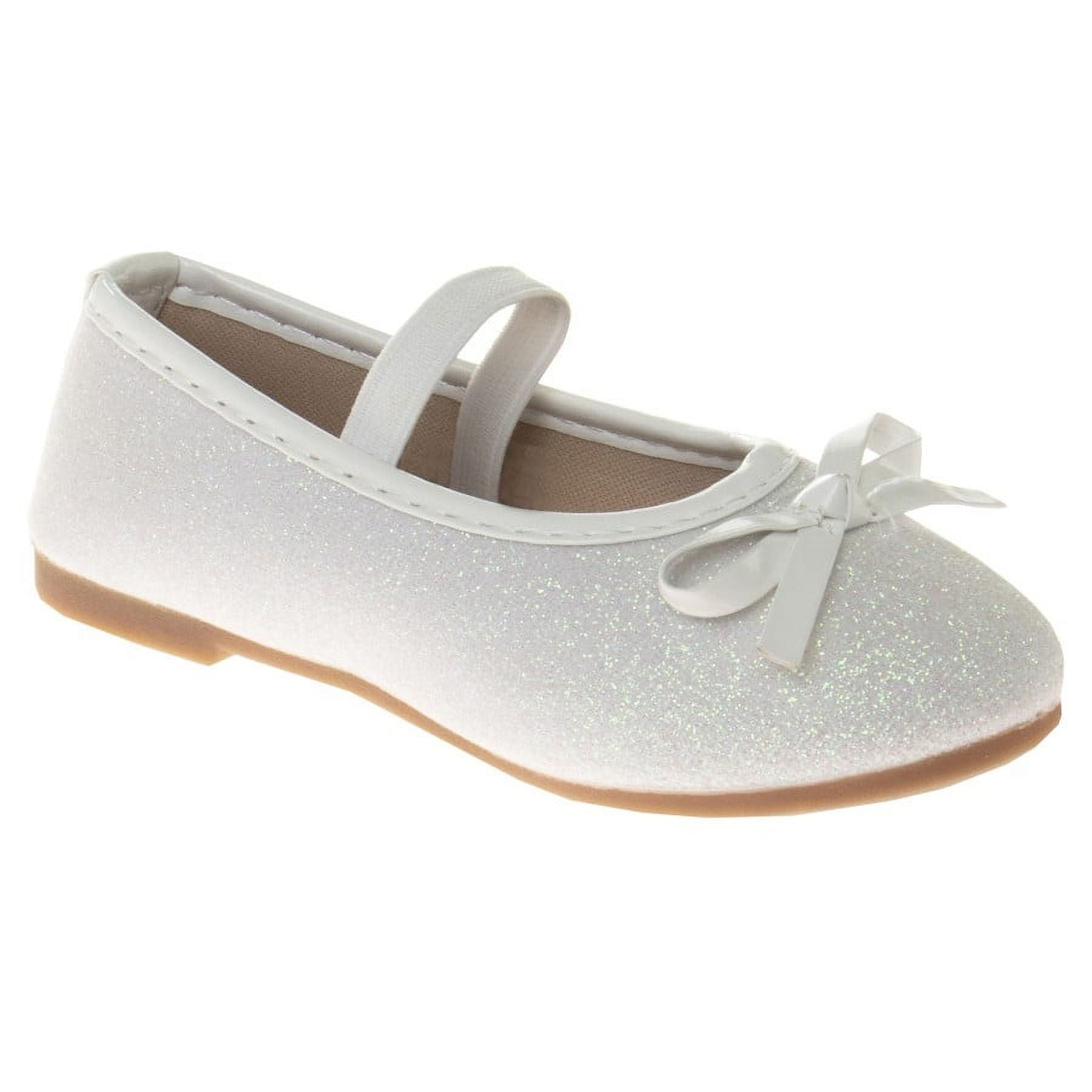 Kensie Girl Toddler Ballerina Flats - White Glitter, 5 - Walmart.com