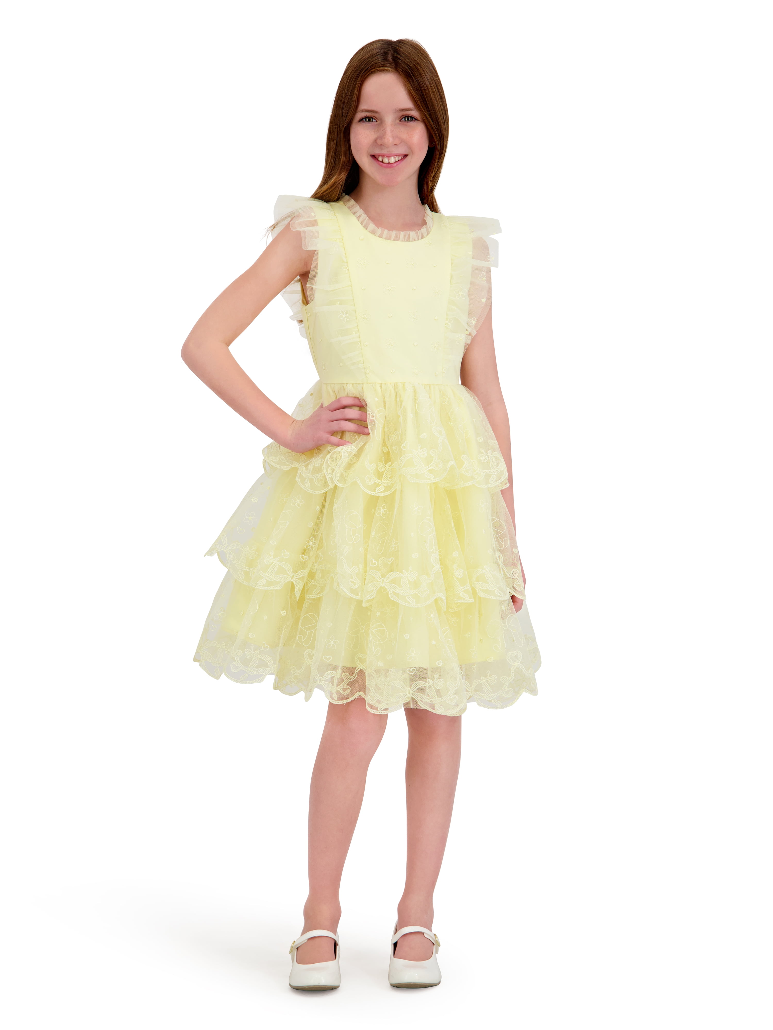 Kensie Girl Sleeveless Embroidered Tiered Scallop Dress, Sizes 4-16 ...