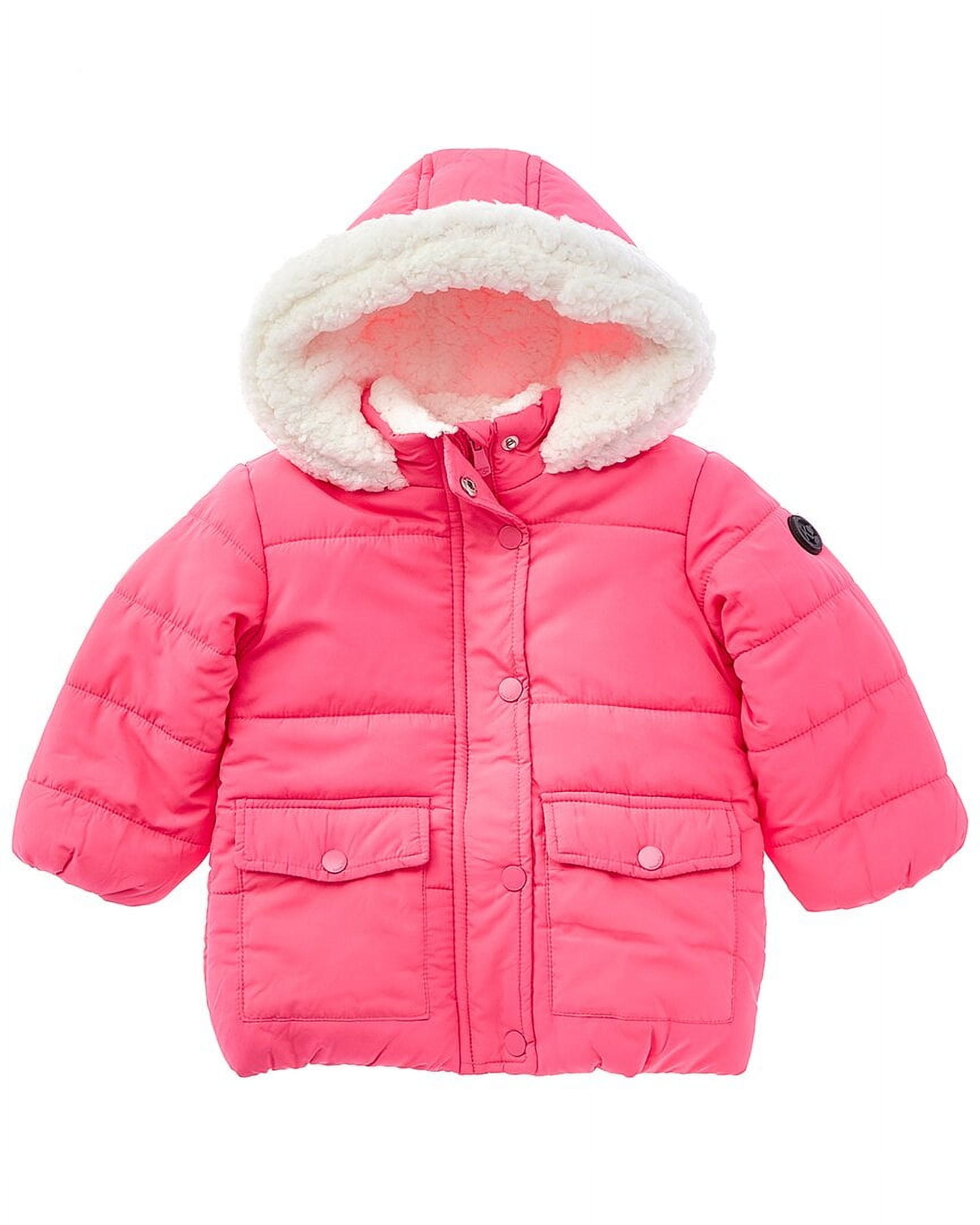 Kensie Girl girls Sherpa Collar Quilted Puffer Jacket, 3T, Pink ...