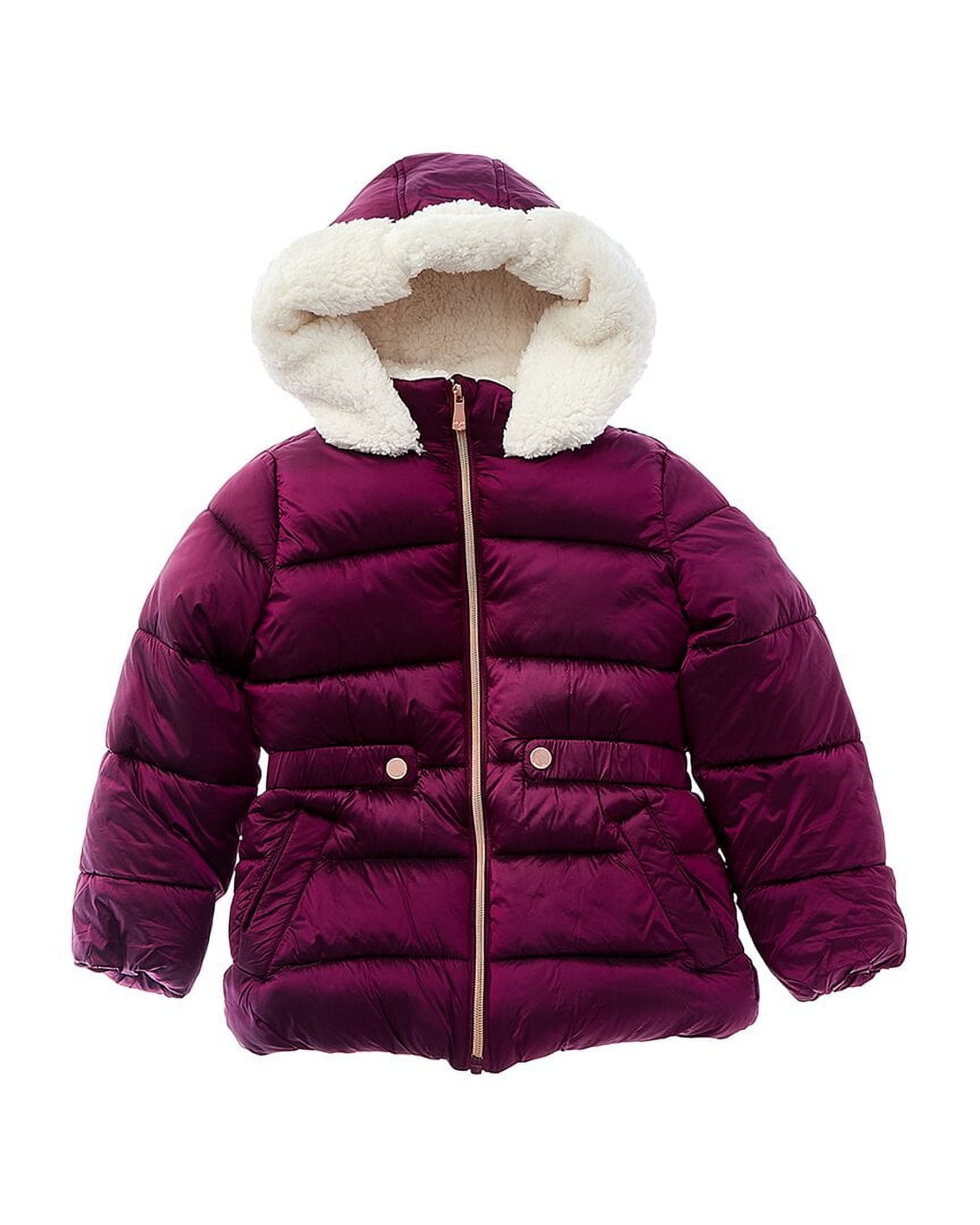 Kensie Girl girls Sherpa Hood Puffer Jacket, 4, Red - Walmart.com