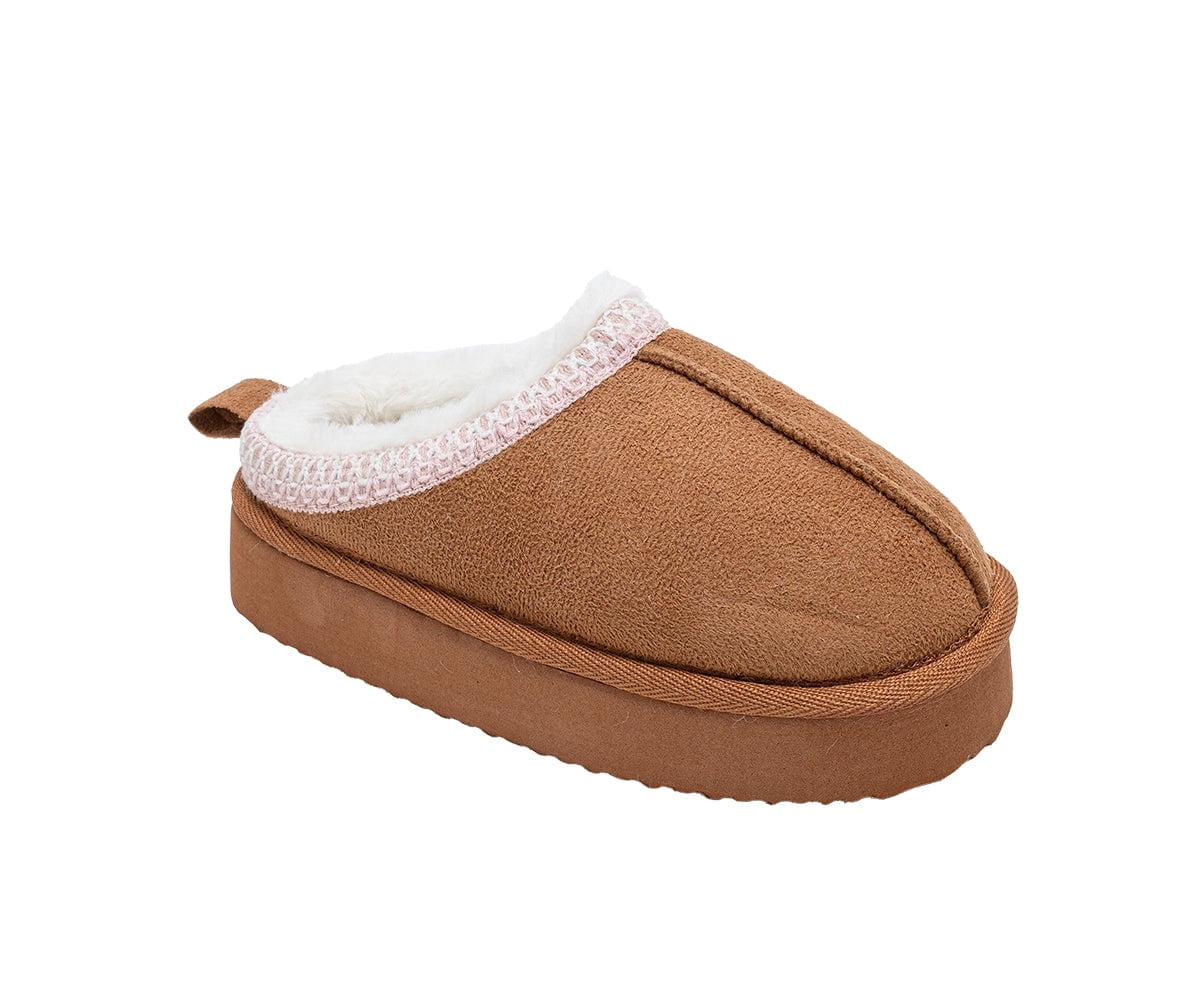 Kensie Girls' Sherpa Slippers – Fuzzy Indoor House Slippers for Kids ...