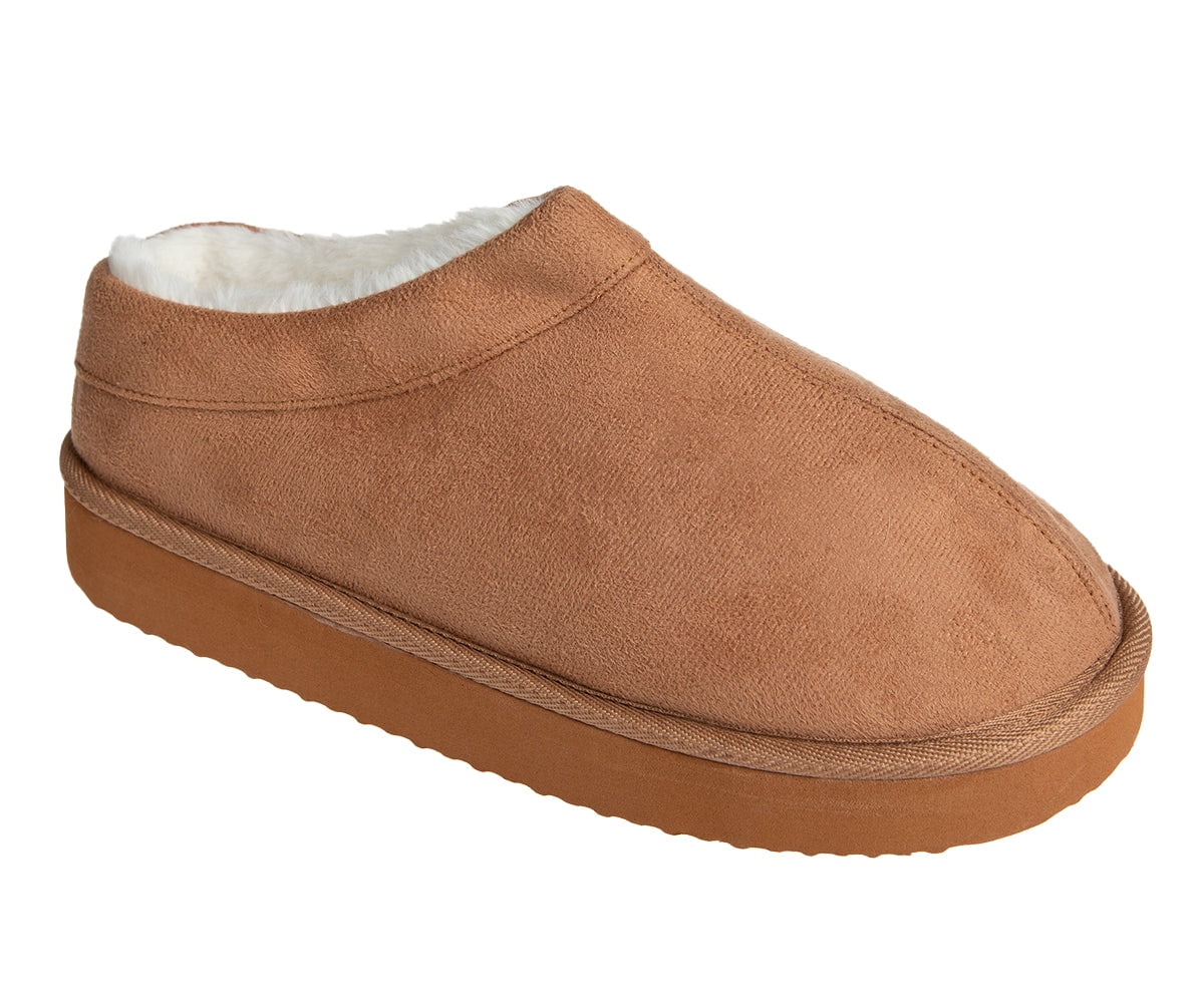 Kensie Platform Slippers for Women - Fuzzy House Shoes, Microsuede ...