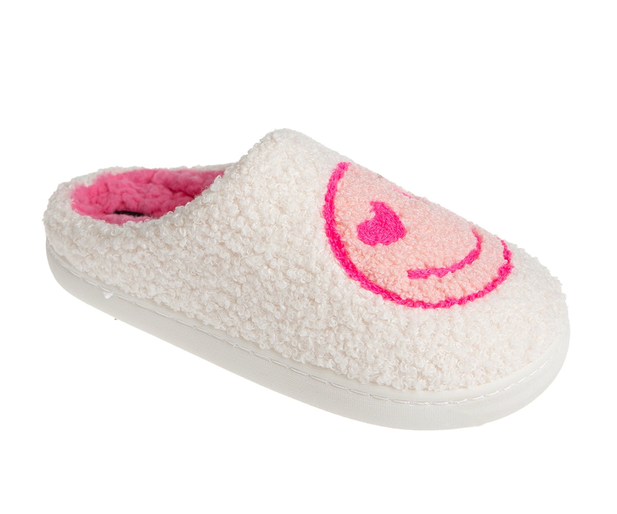 Kensie Slippers for Kids Smiley Face Slippers for Girls - Fuzzy Cute ...