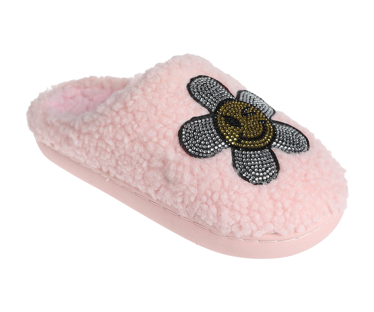 Kensie Slippers for Kids Smiley Face Slippers for Girls - Fuzzy Cute ...