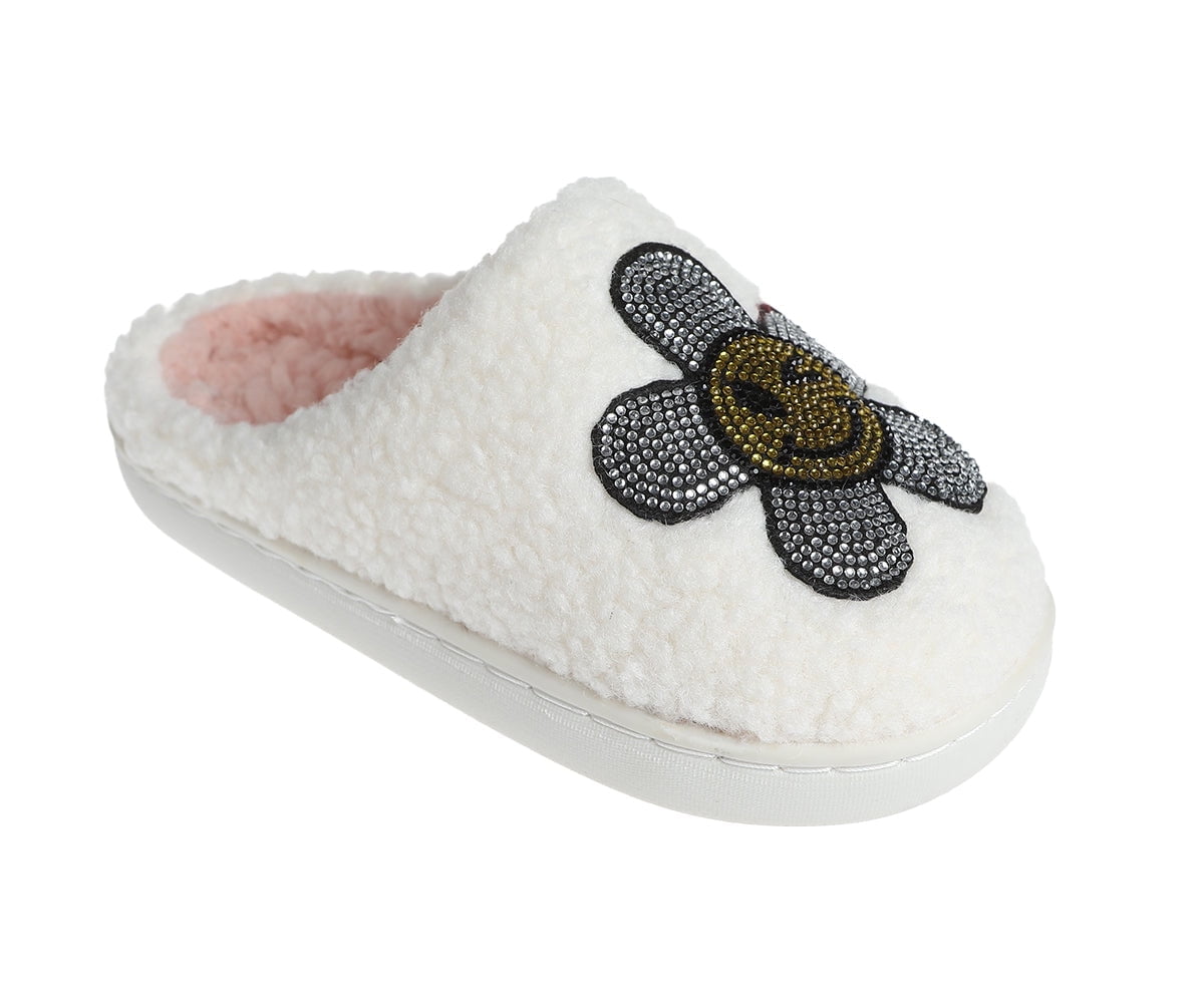 Kensie Slippers for Kids Smiley Face Slippers for Girls - Fuzzy Cute ...