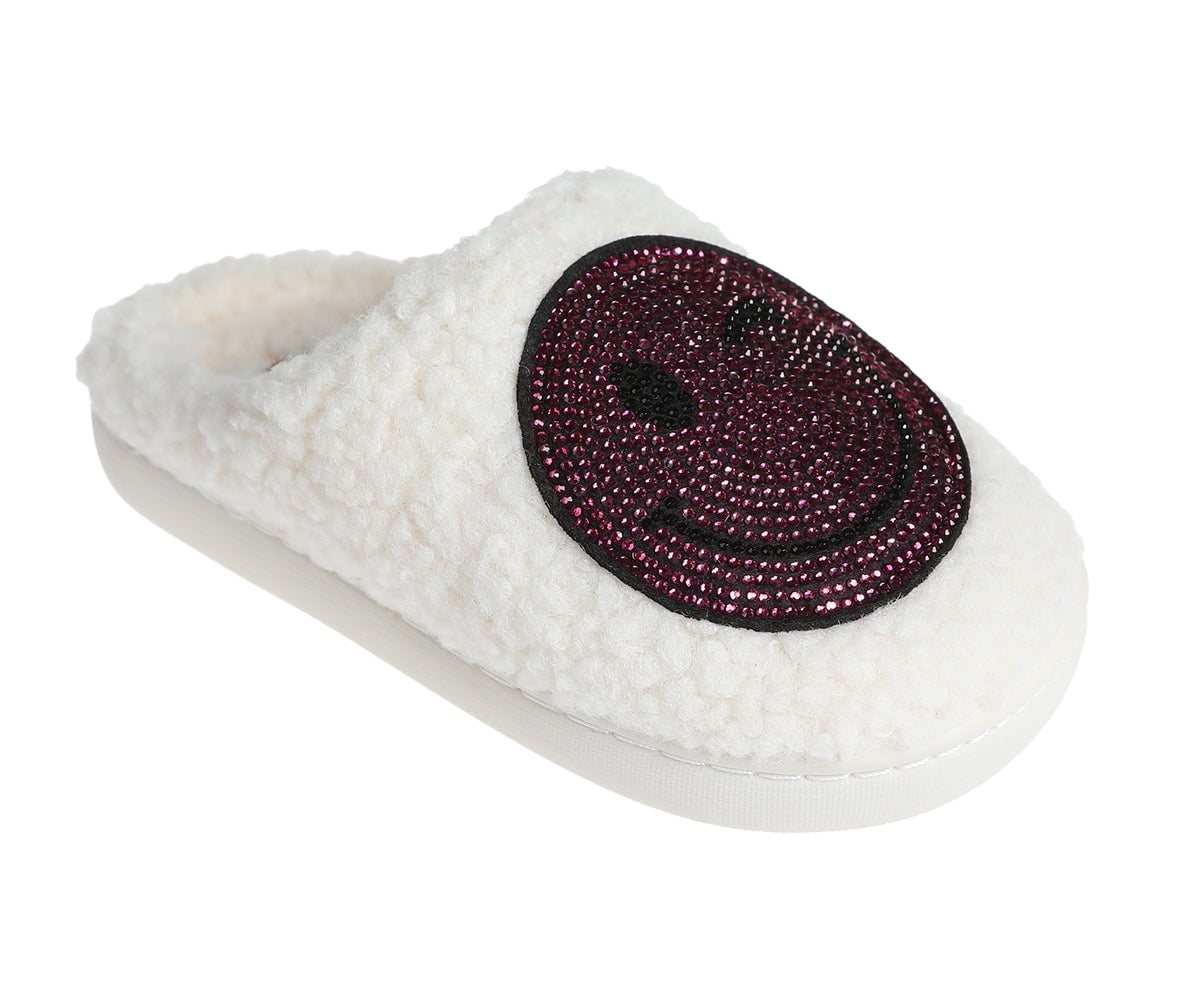 Kensie Slippers for Kids Smiley Face Slippers for Girls - Fuzzy Cute ...