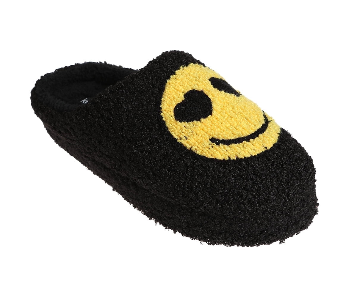 Kensie Women's Fuzzy Smiley Face Slipper, Comfy Indoor Outdoor Closed ...