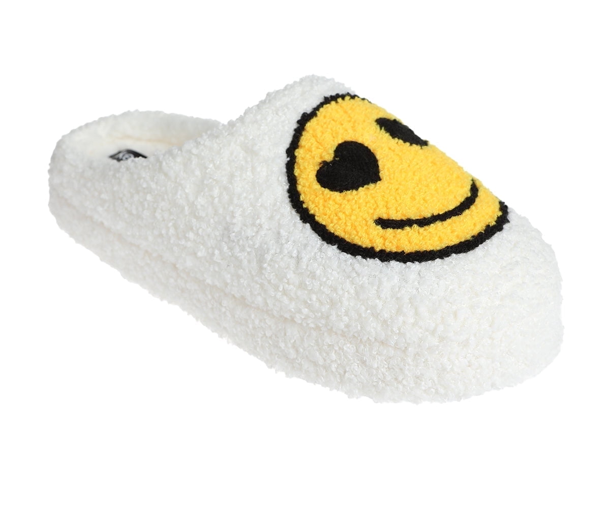 Kensie Women's Fuzzy Smiley Face Slipper, Comfy Indoor Outdoor Closed ...