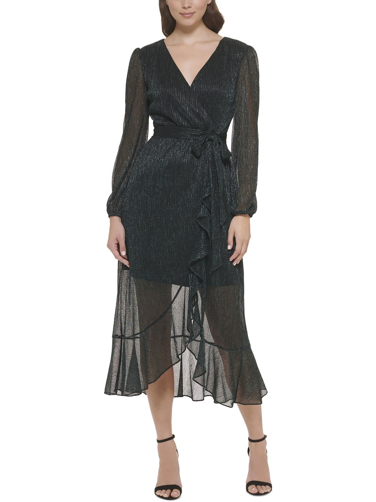 Kensie Womens Metallic Surplice Midi Dress - Walmart.com