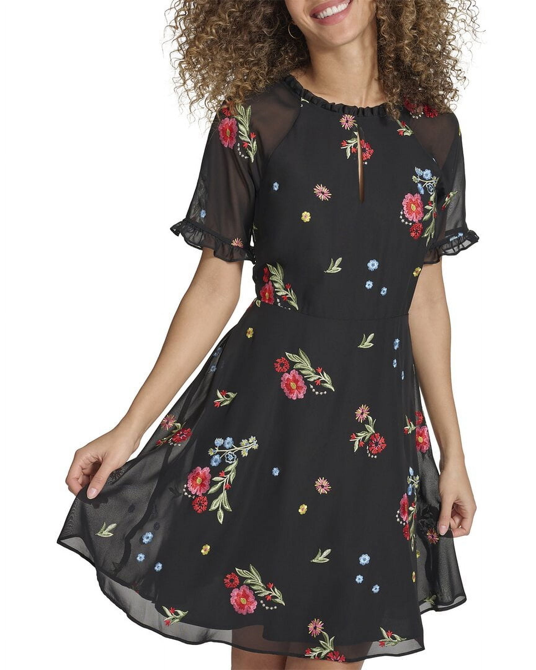 Kensie womens Embroidered Chiffon Mini Dress, 12 - Walmart.com