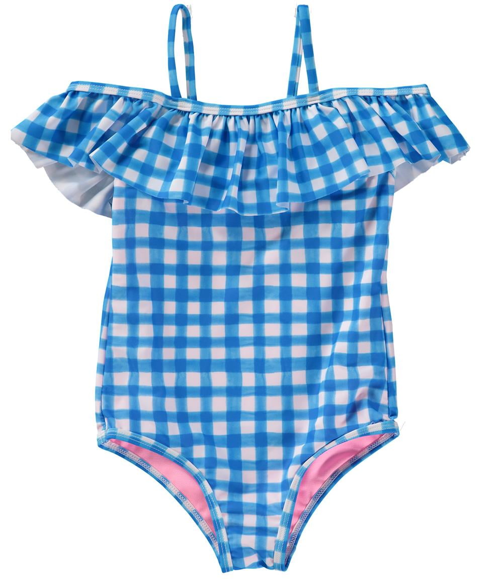 KensieGirl One Piece Checkered Print Swim Suit Blue 7/8 - Walmart.com