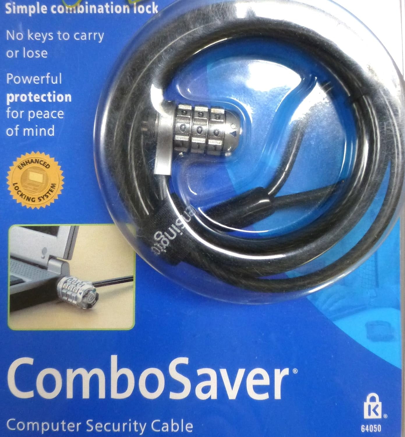 Kensington 64050 ComboSaver Notebook Lock and Security Cable (PC/Mac ...