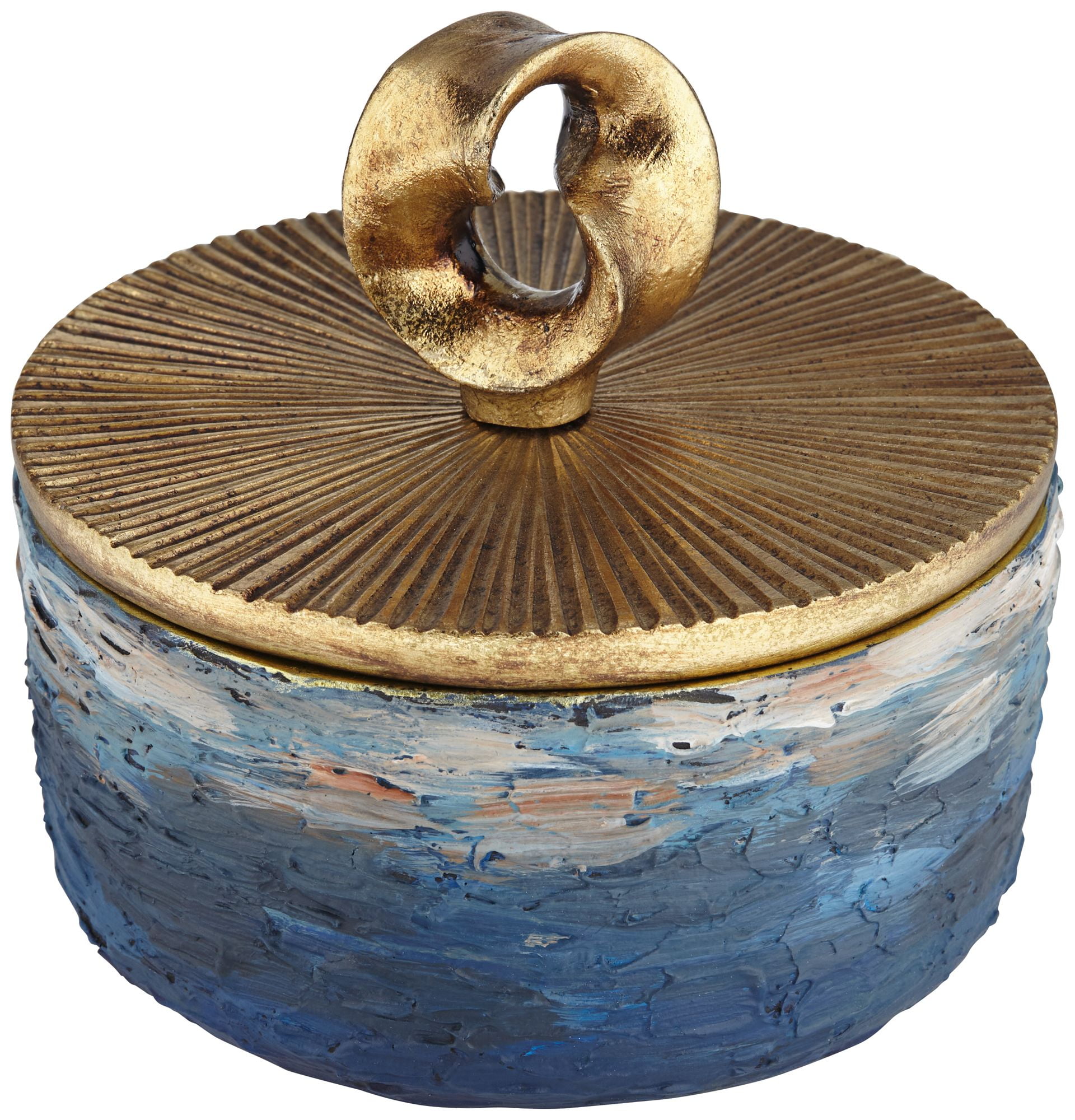 Kensington Hill Lemire Matte Blue Round Box with Gold Leaf - Walmart.com