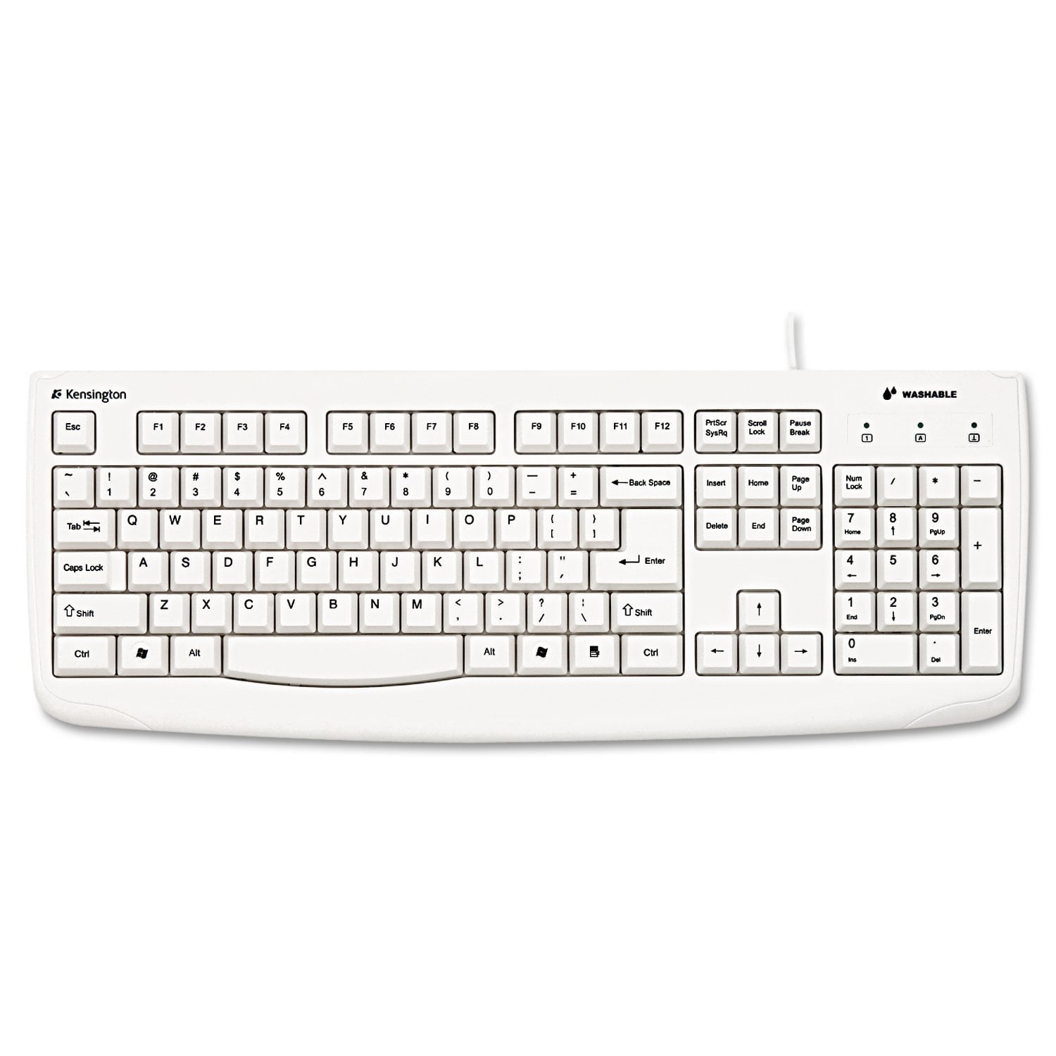 Kensington Pro Fit USB Washable Keyboard, White (K64406US) - Walmart.com