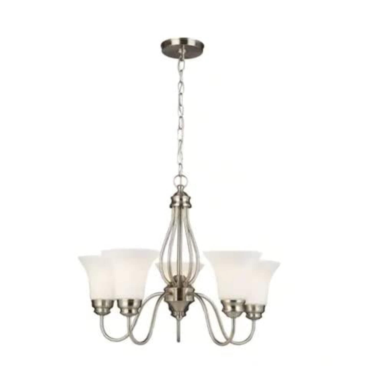 Kensley Park 5-Light Classic Traditional Brushed Nickel Hanging Candlestick Chandelier with ...