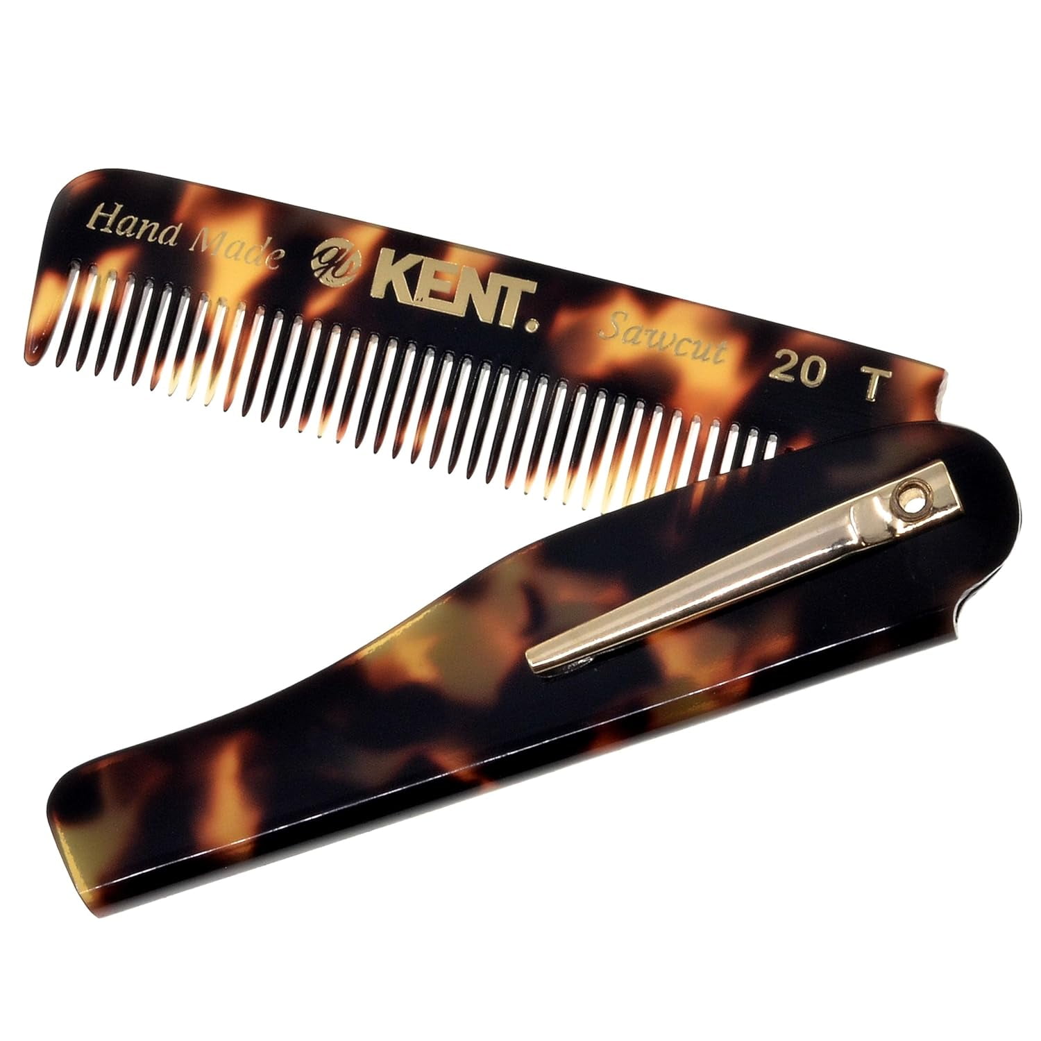 Kent 20T Handmade Folding Pocket Comb for Men, Fine Tooth Hair Comb ...