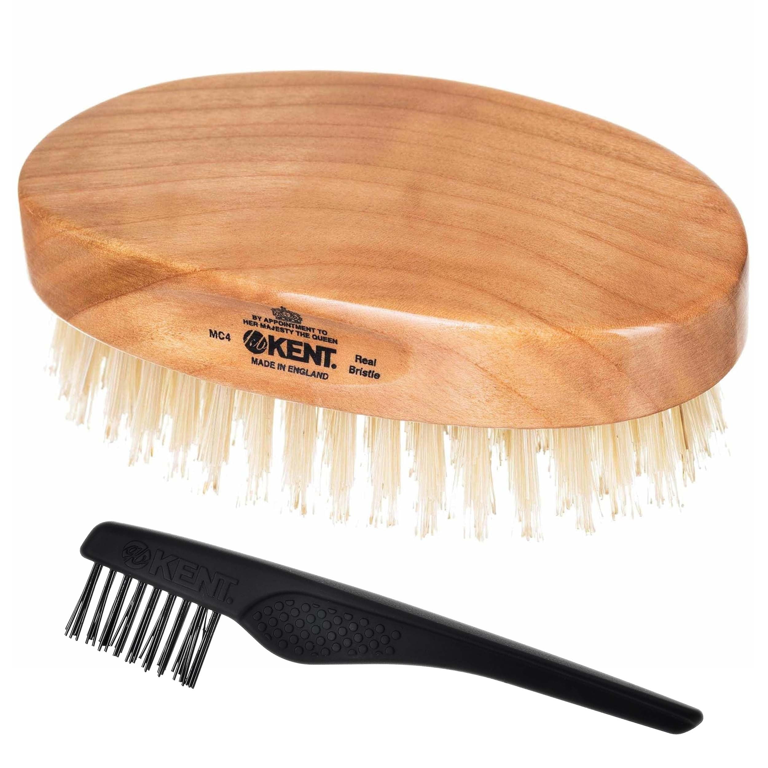Kent MC4 Men's Hair and Beard Brush Kit: Exfoliating Natural Boar ...