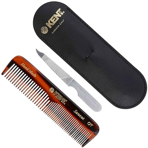 Kent NU19 Gift Set, with OT Fine Tooth/Wide Tooth Pocket Comb for Hair, Mustache and Beard for ...